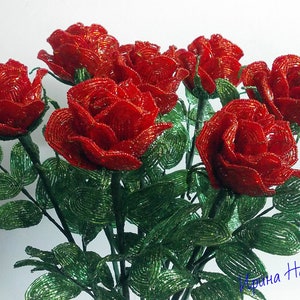 Beaded flowers Bouquet of roses from beads beaded roses | Etsy