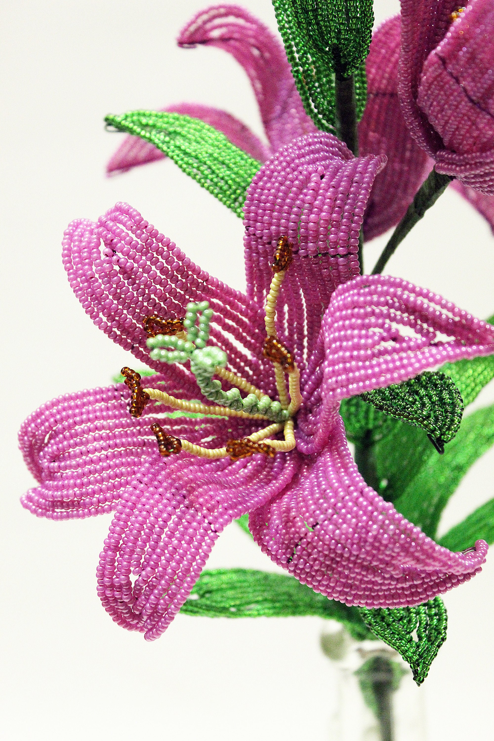 Pink Lily French Beaded Flower Beaded Lily Lily Branch - Etsy