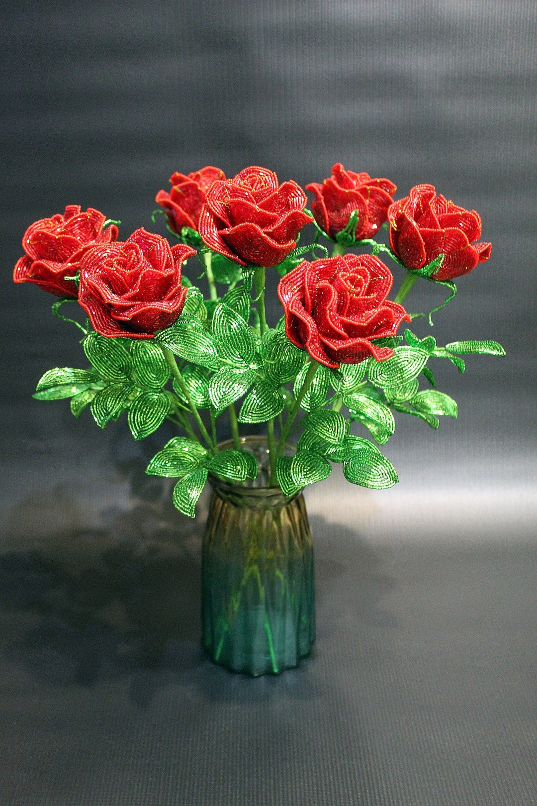 Beaded Flowers, Bouquet of Roses From Beads, Beaded Roses, Glass ...