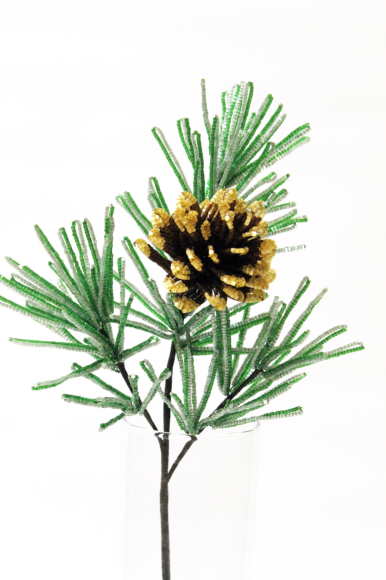 Pine Cone Beaded Branch Pine Branch French Beaded Flower - Etsy