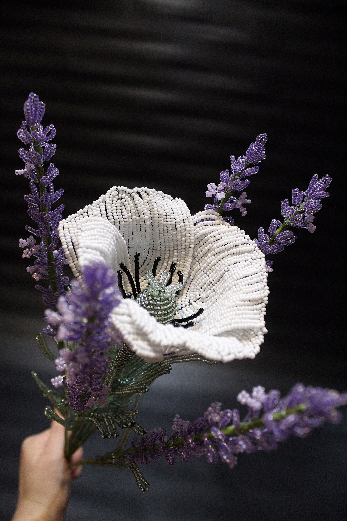Lavender poppy bouquet lavender stems poppy stalk set of 7 | Etsy