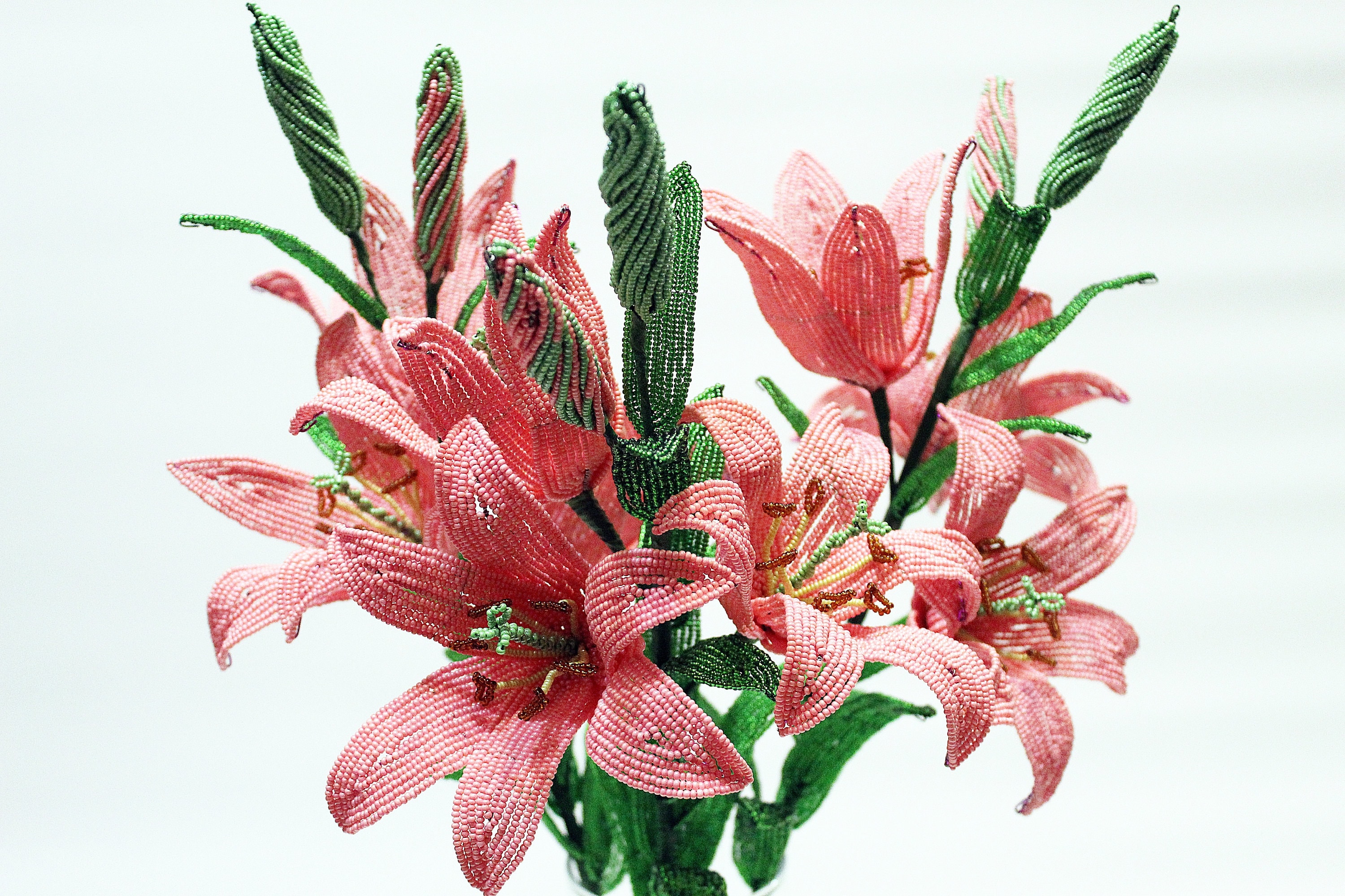 Bouquet of 3 Branches of Lilies French Beaded Flower Beaded - Etsy