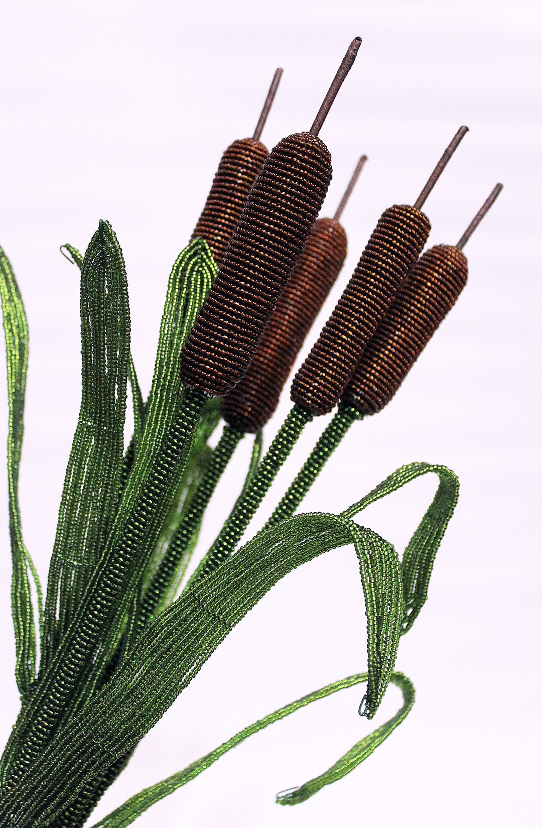 Set of 5 Cattails, Beaded Cattails, French Beaded Flower - Etsy