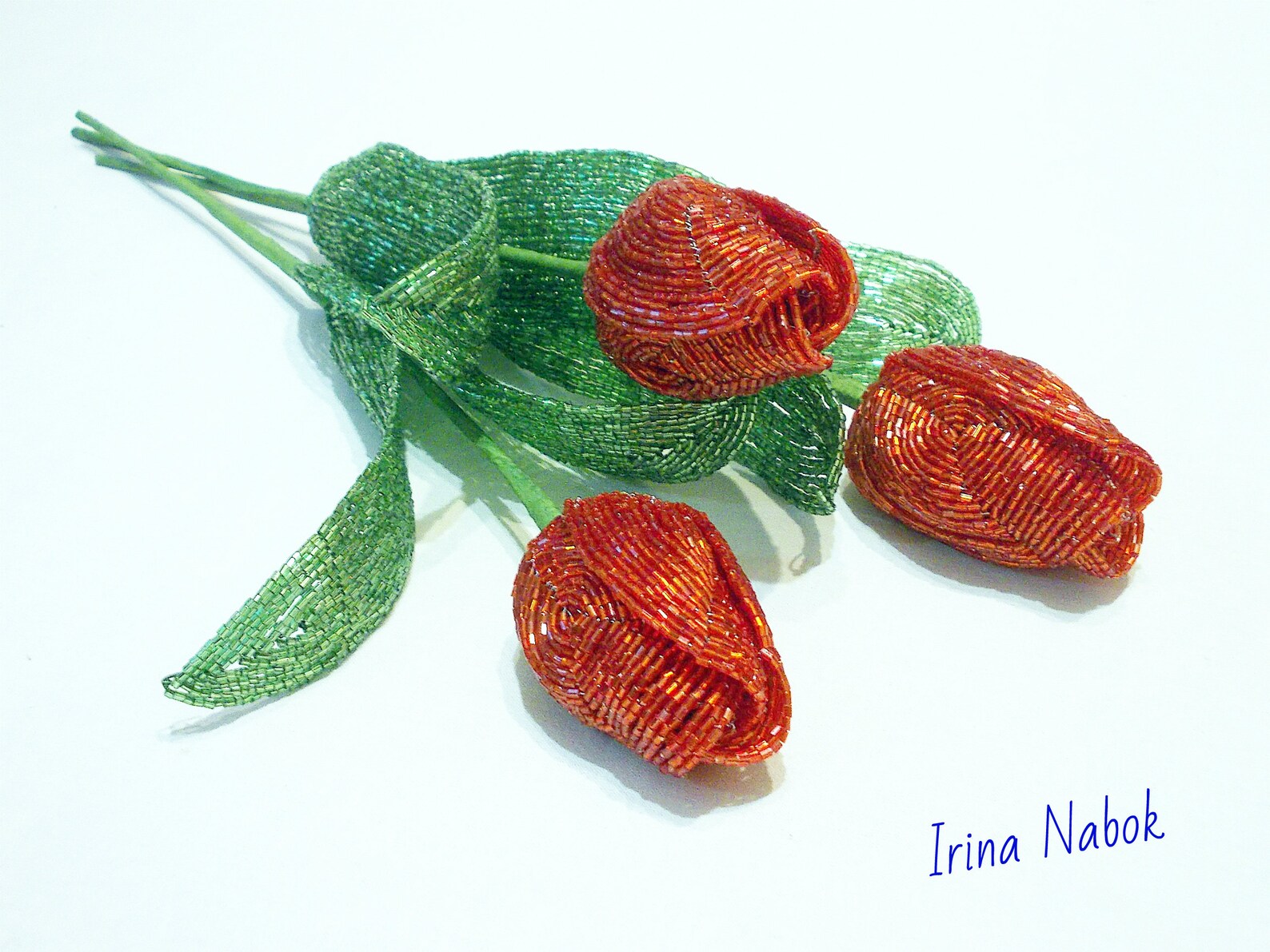 Bouquet of Tulips, Set of 3 Tulips, Beaded Tulip, Tulips From Beads ...