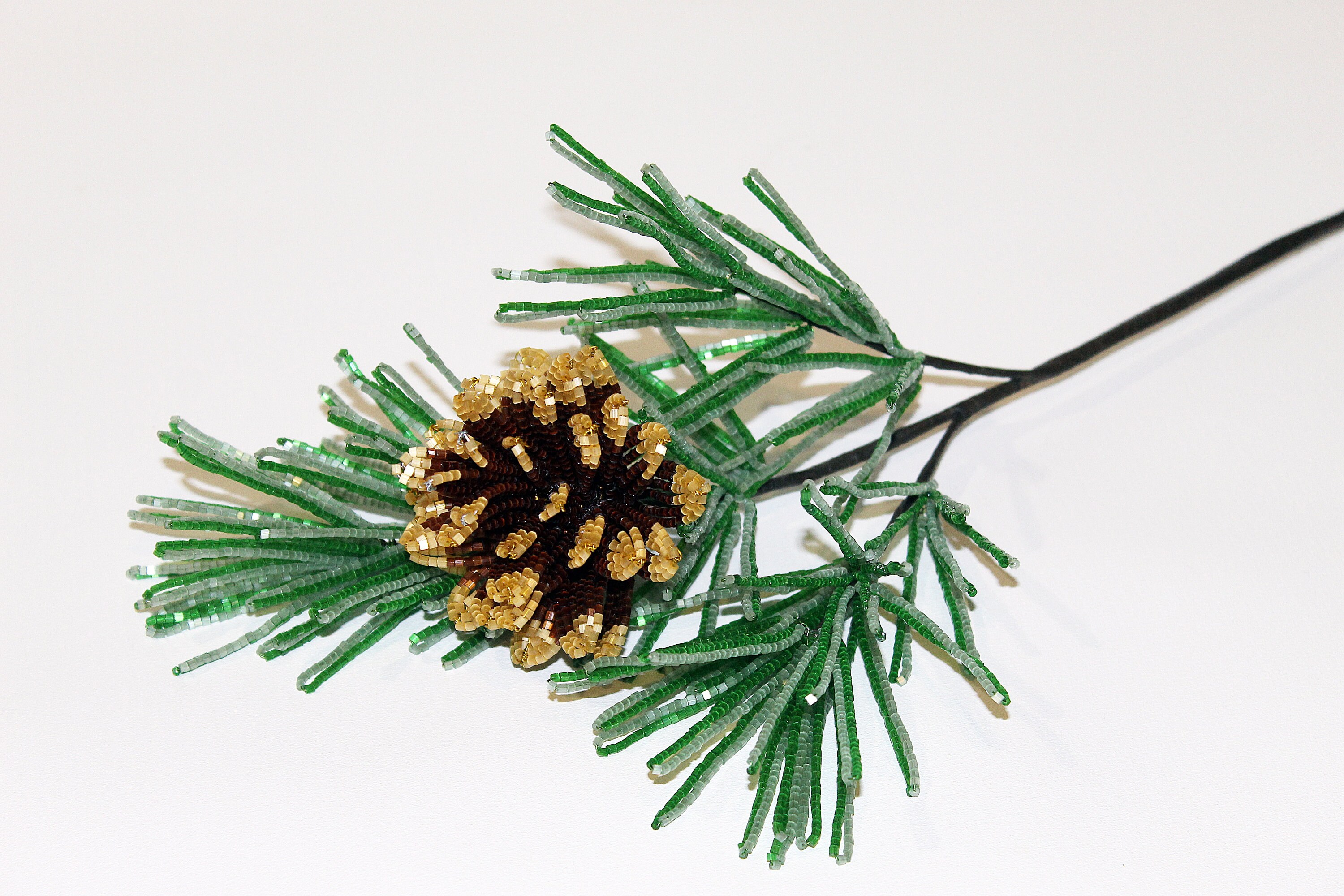 Pine Cone Beaded Branch Pine Branch French Beaded Flower | Etsy