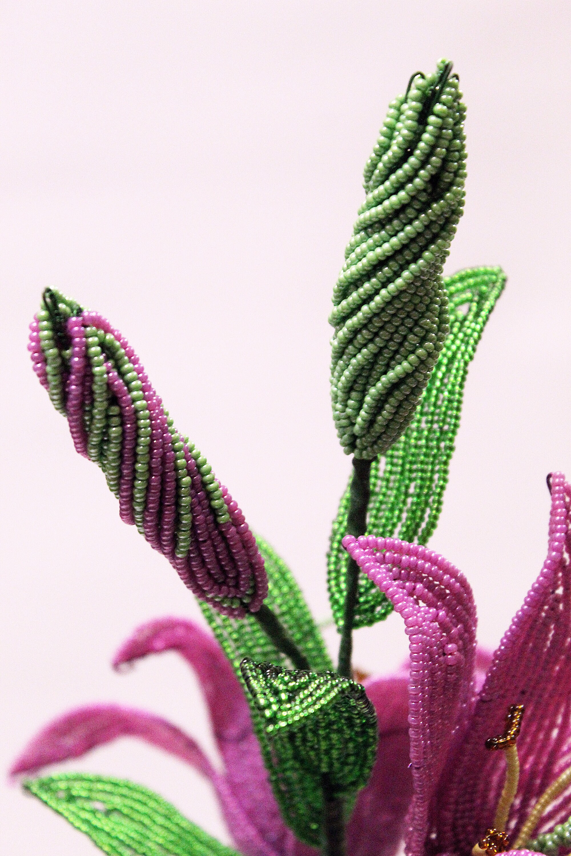 Pink Lily French Beaded Flower Beaded Lily Lily Branch - Etsy