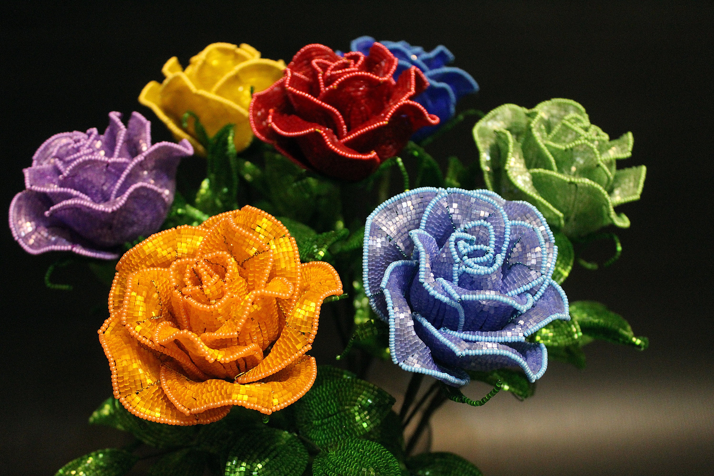 Rainbow Roses Beaded Roses French Beaded Flowers Lgbt - Etsy