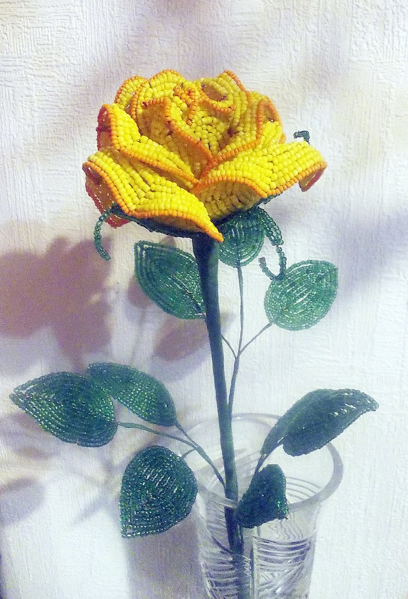Beaded Flowers Roses From Beads Author's Handwork - Etsy