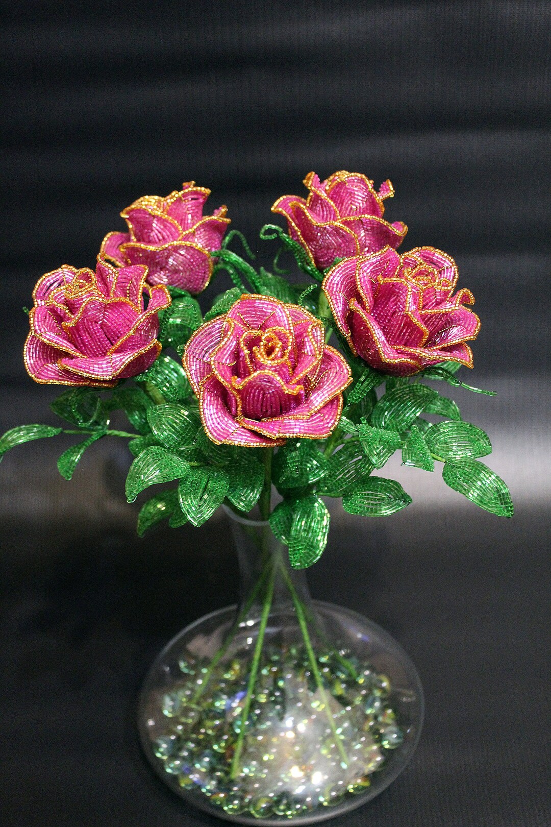 French Beaded Flower, Beaded Flower, Beaded Bouquet, Rose Bouquet ...