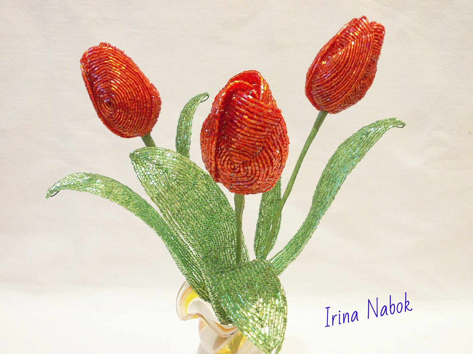 Bouquet of Tulips, Set of 3 Tulips, Beaded Tulip, Tulips From Beads ...