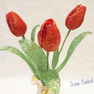 Bouquet of Tulips, Set of 3 Tulips, Beaded Tulip, Tulips From Beads ...