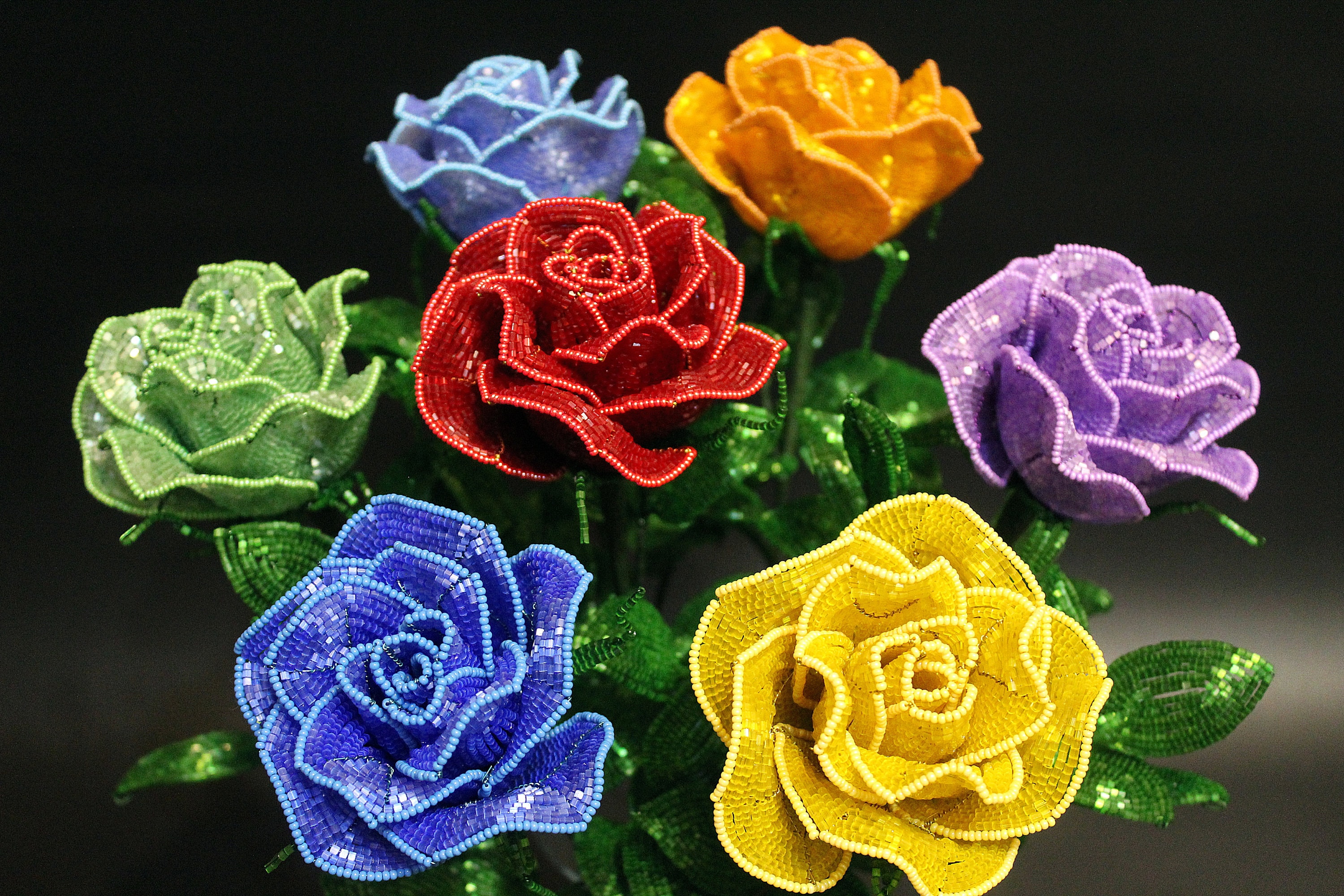 Rainbow Roses Beaded Roses French Beaded Flowers Lgbt - Etsy
