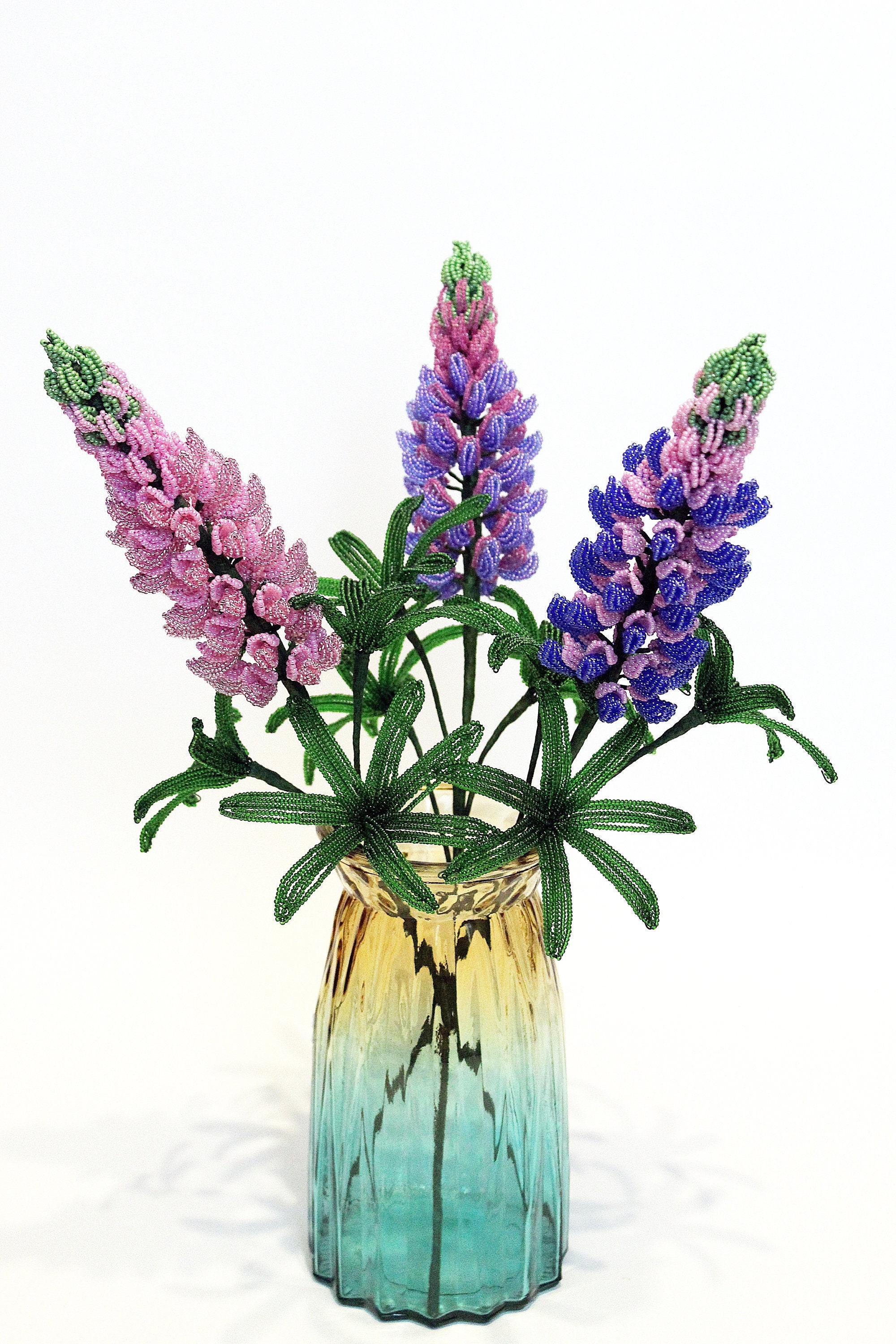 Set of 3 Lupins Bouquet of Lupins Beaded Lupins Beaded - Etsy