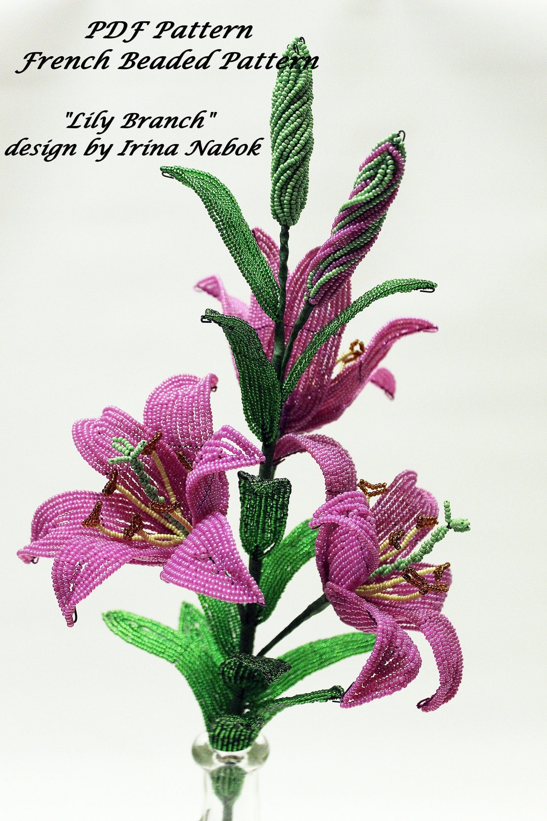 Pdf Pattern, Lily Pattern, Pdf French Beaded Flower Pattern, Pdf Lily ...
