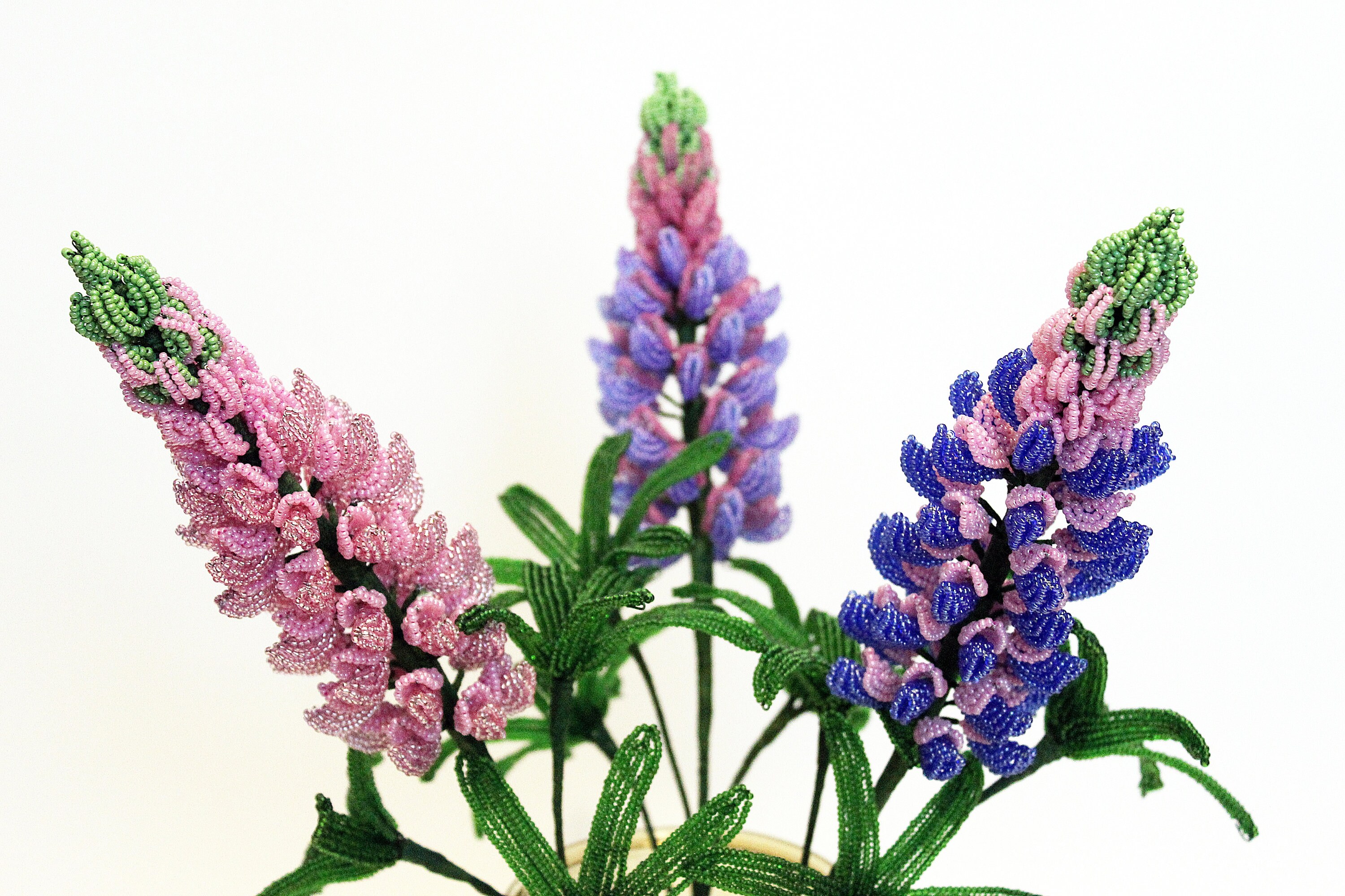 Set of 3 Lupins Bouquet of Lupins Beaded Lupins Beaded - Etsy