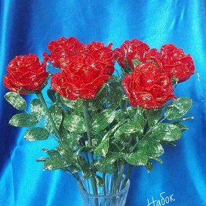 Beaded flowers Bouquet of roses from beads beaded roses | Etsy