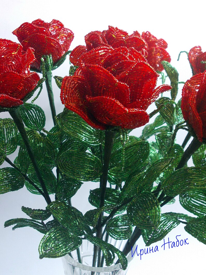 Beaded Flowers Bouquet of Roses From Beads Beaded Roses - Etsy