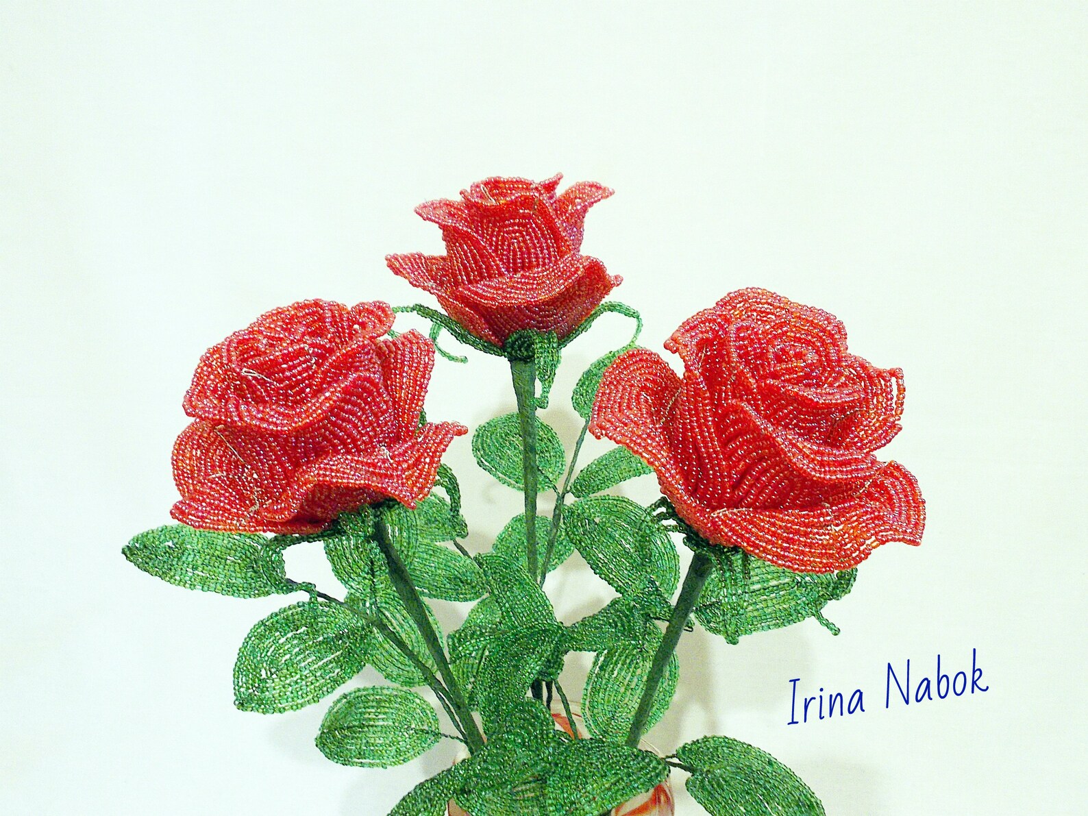 Set of 3 roses beaded roses beaded flowers artificial | Etsy