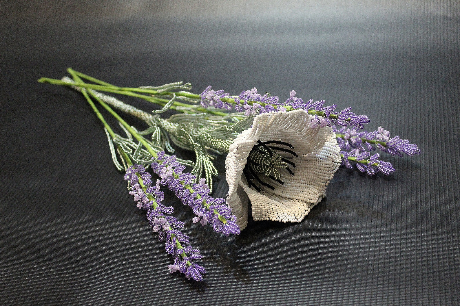 Lavender poppy bouquet lavender stems poppy stalk set of 7 | Etsy