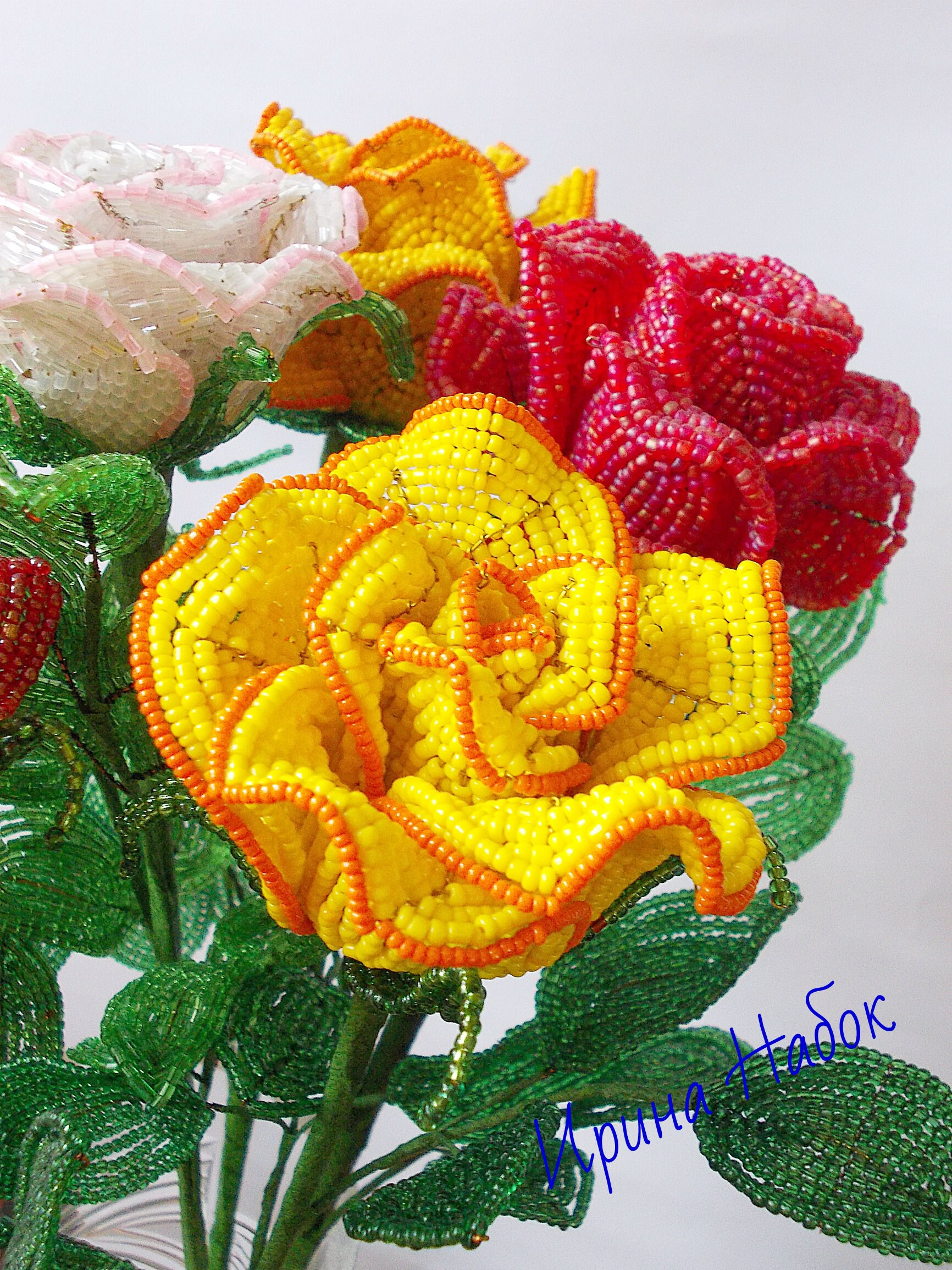 Beaded Flowers Roses From Beads Author's Handwork - Etsy