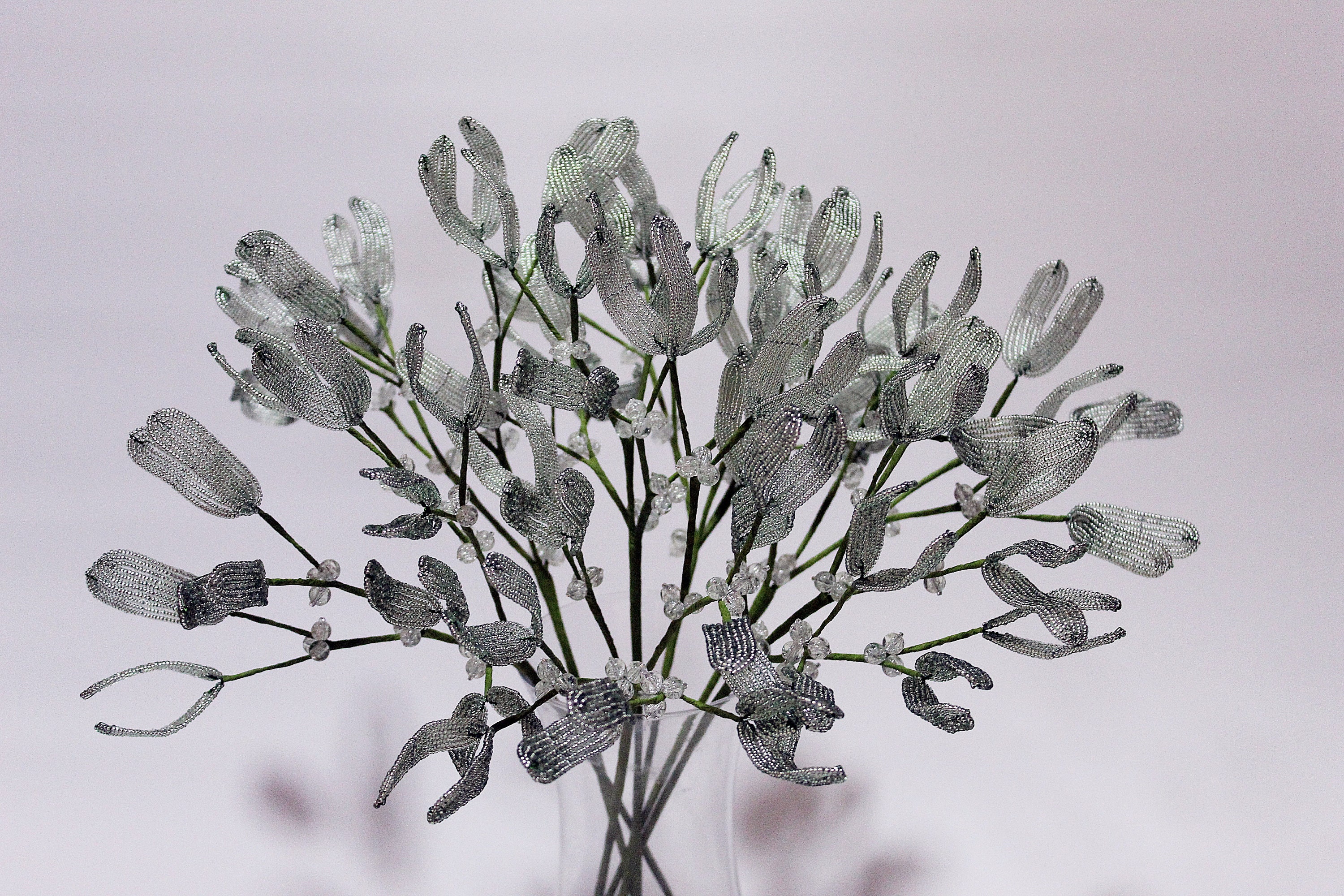 Set of 7 Branches Mistletoe Beaded Mistletoe French Beaded - Etsy