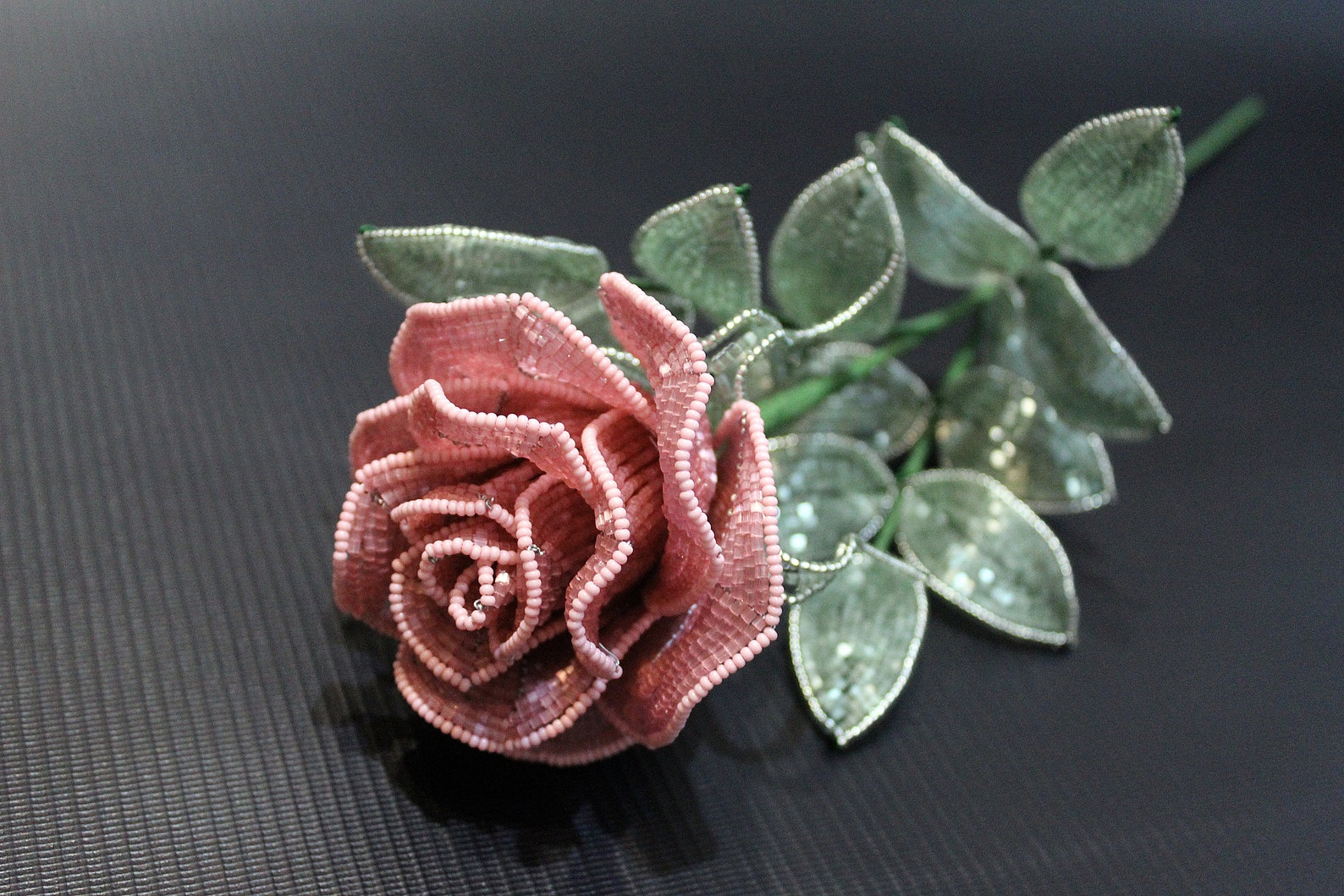 Beaded Rose Pink Rose Beaded Flower French Beaded Flower - Etsy
