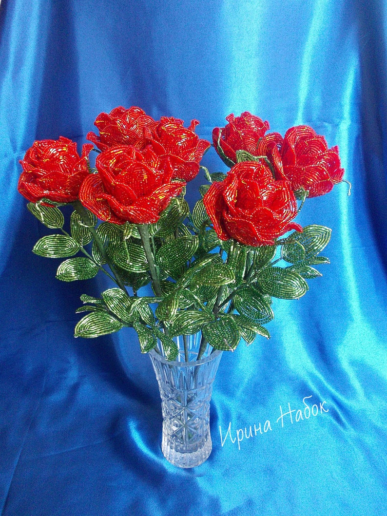 Beaded flowers Bouquet of roses from beads beaded roses | Etsy