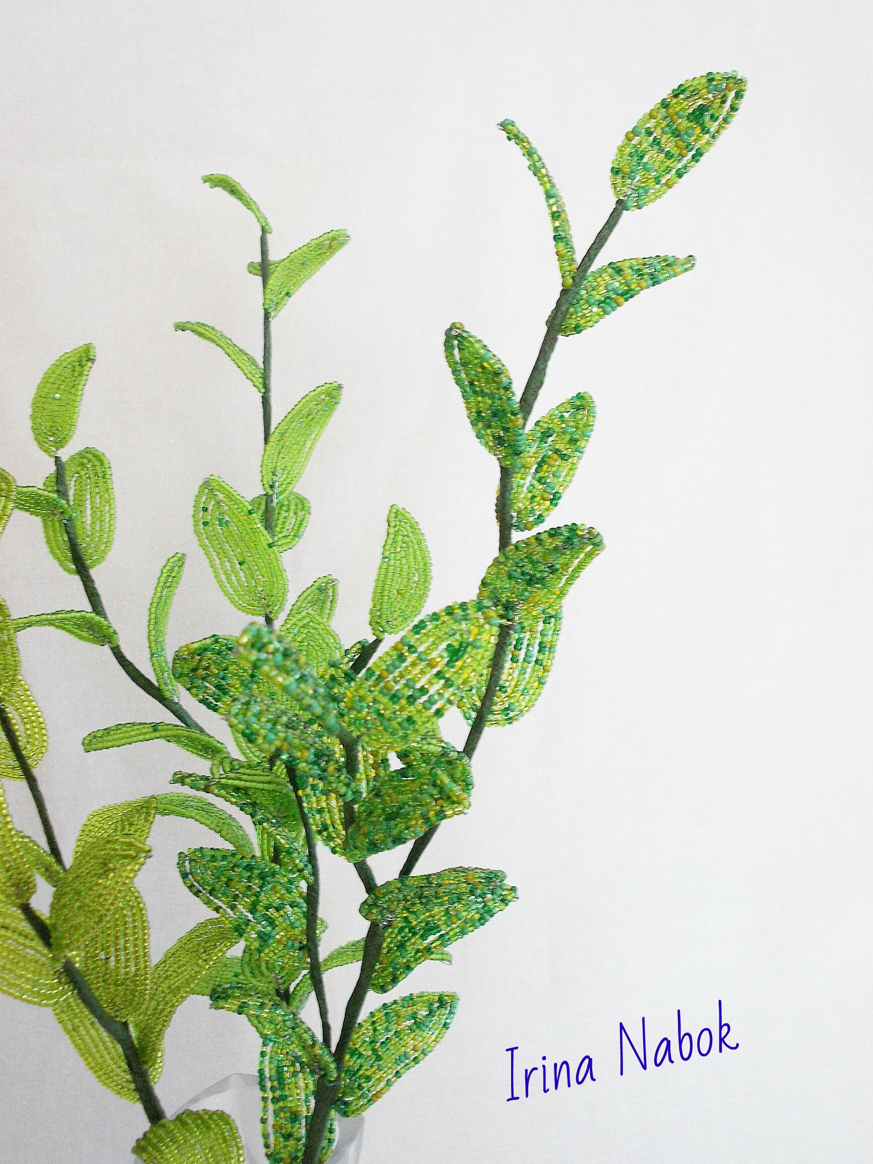 Set of 3 green branches bouquet greens green branches made | Etsy