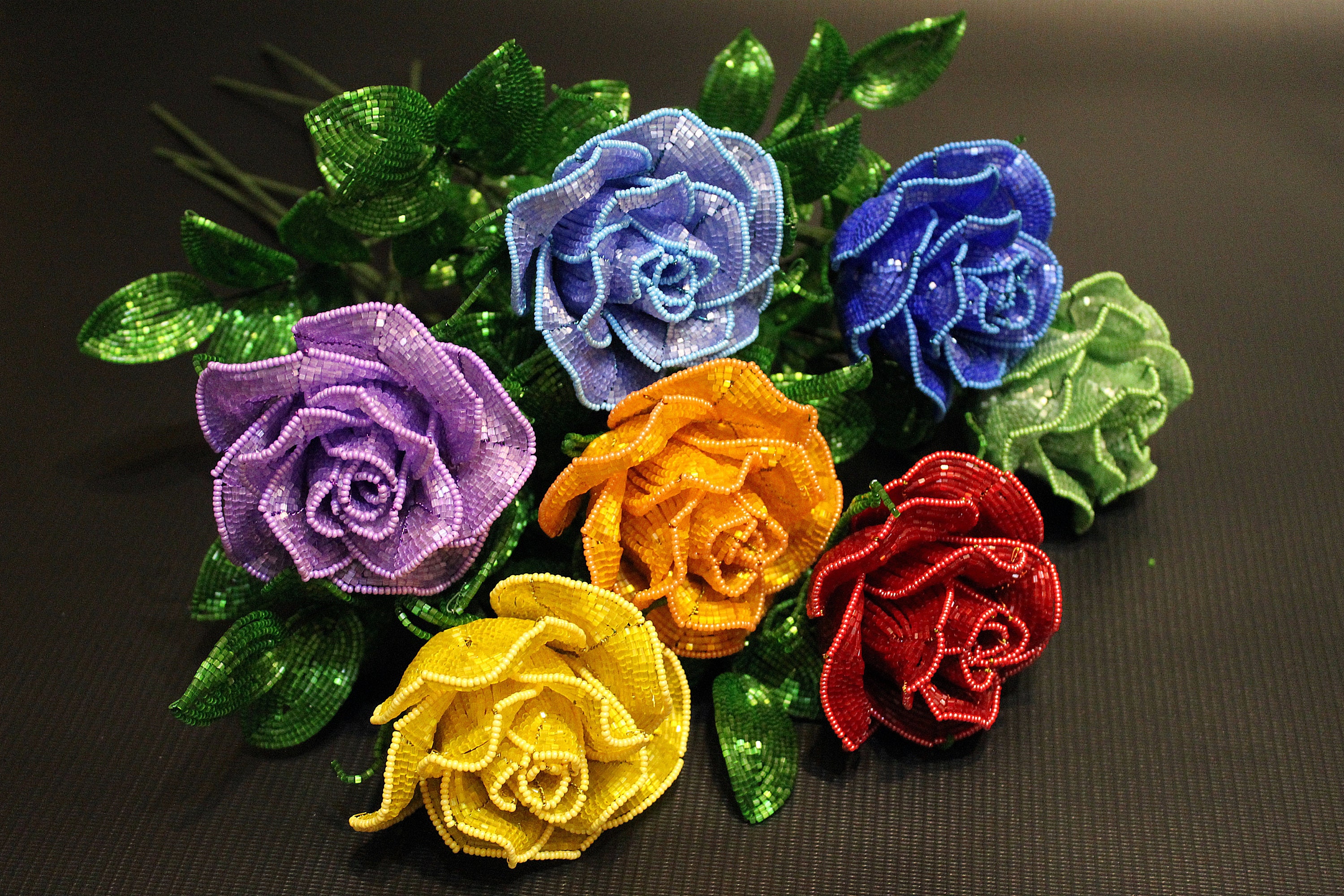 Rainbow Roses Beaded Roses French Beaded Flowers Lgbt - Etsy