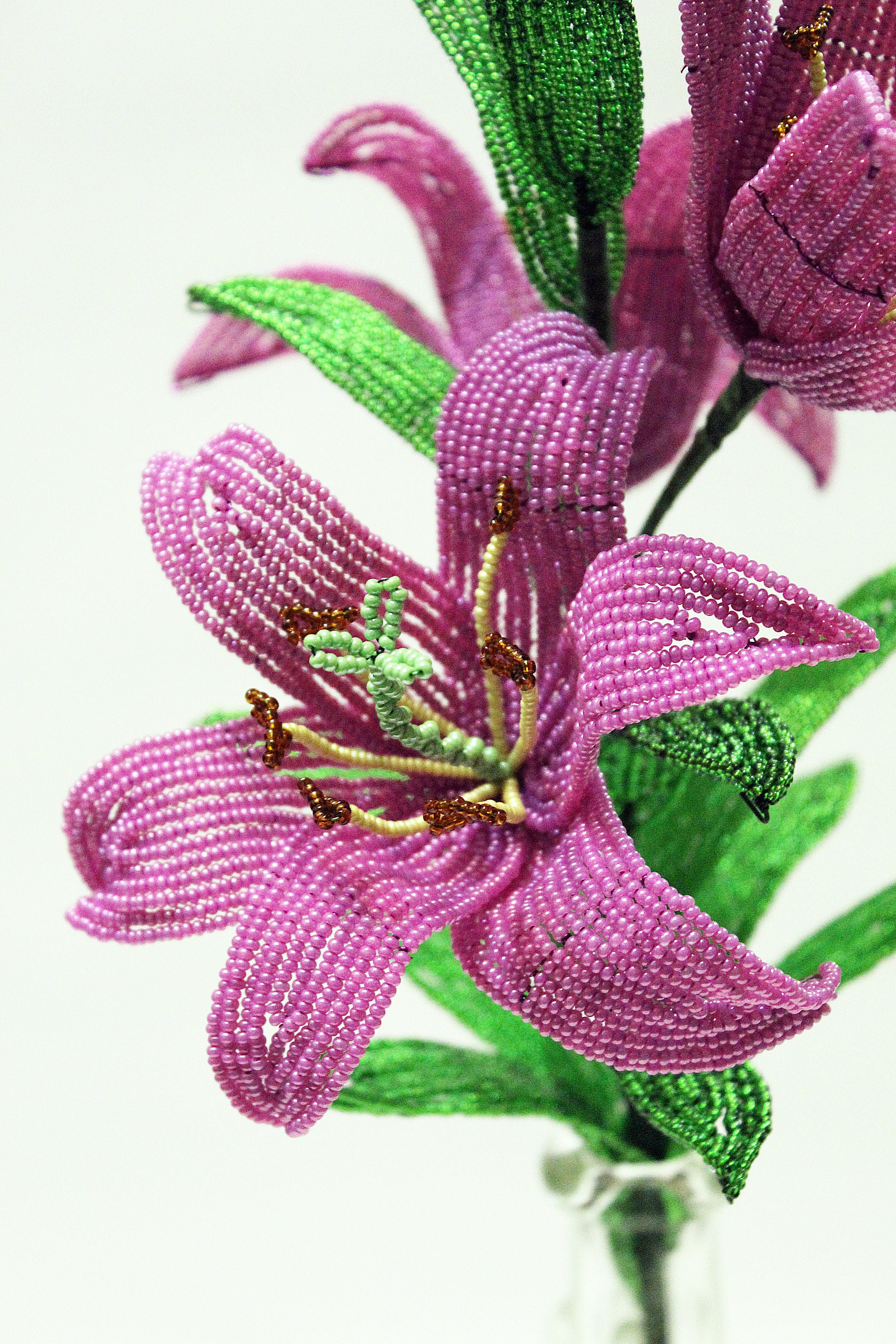 Pink Lily French Beaded Flower Beaded Lily Lily Branch - Etsy