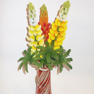 Set of 3 Lupins, Lupine From Beads, Flowers From Beads, Beaded Flowers ...