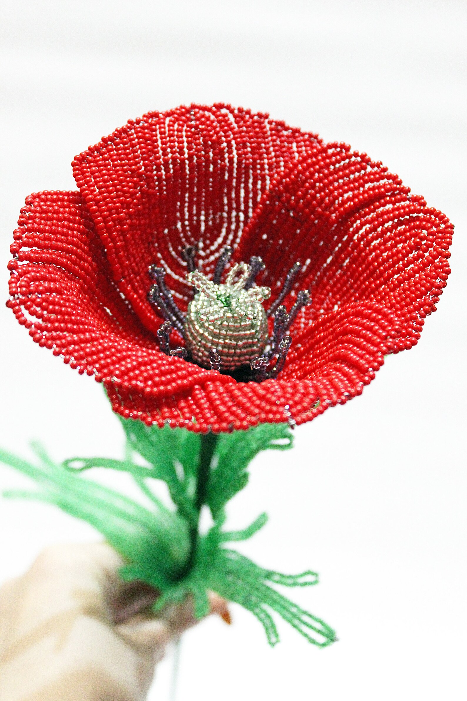 Red Poppies French Beaded Flower Beaded Poppies Artificial | Etsy