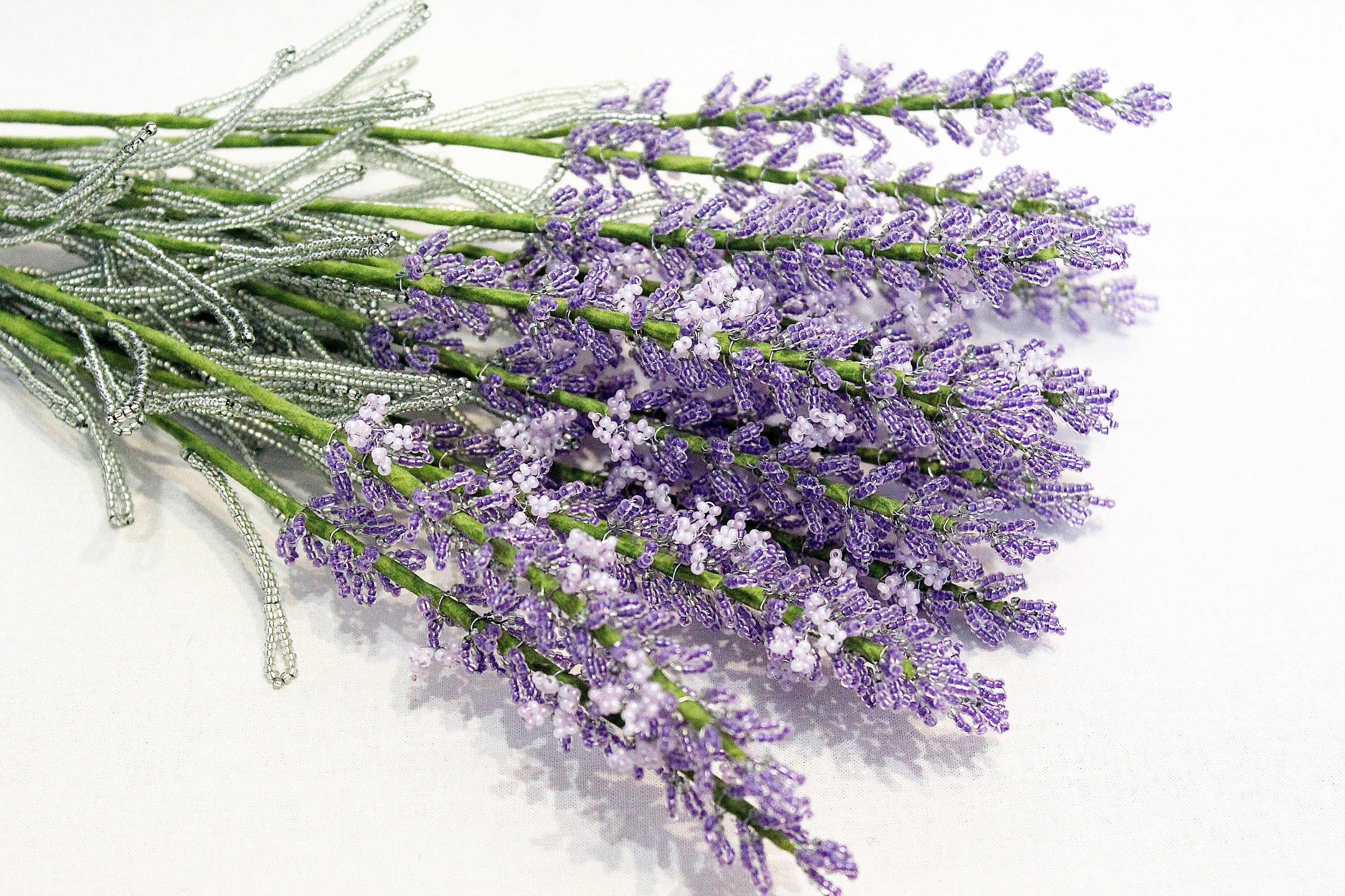 Set of 15 Lavender Stems Lavender Bouquet French Beaded | Etsy