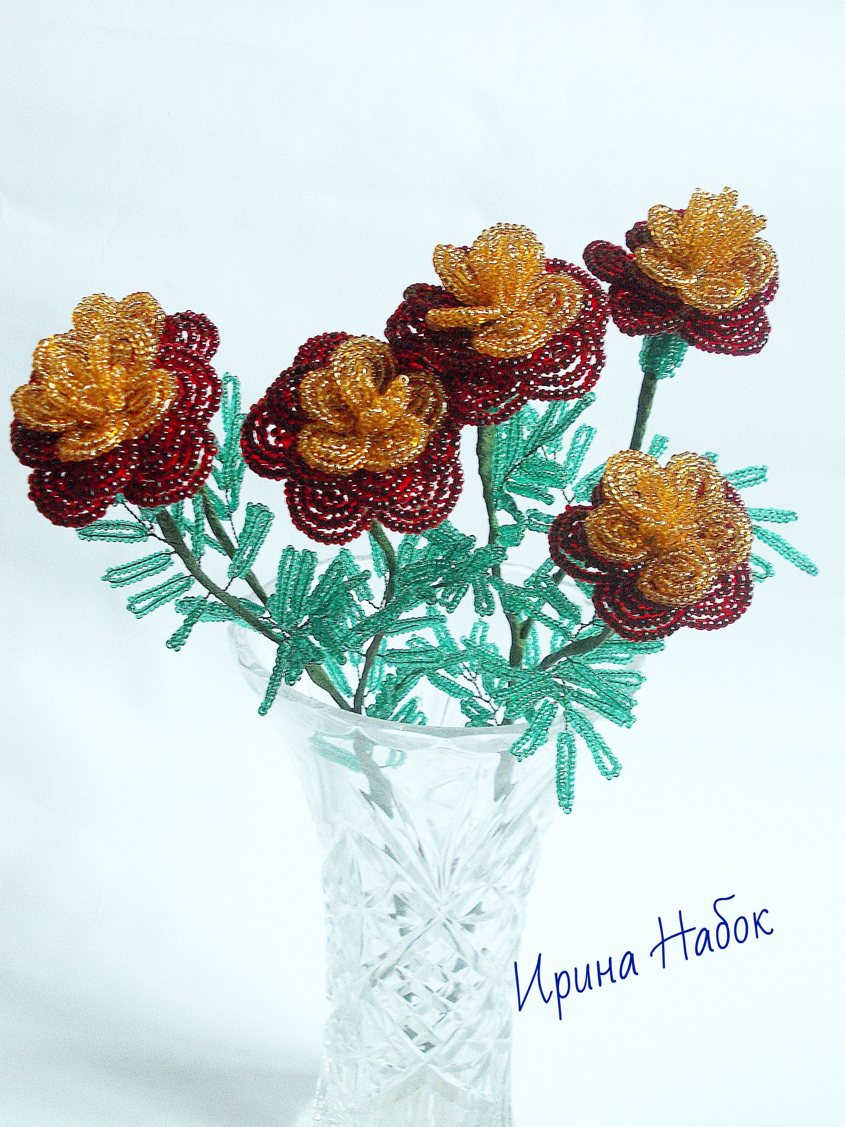 Beaded flowers Autumn flowers from beads dahlias from beads | Etsy