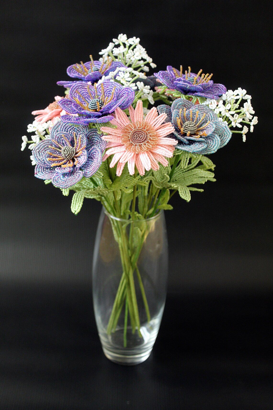 Beaded Flowers Beaded Bouquet French Beaded Flower Beaded - Etsy