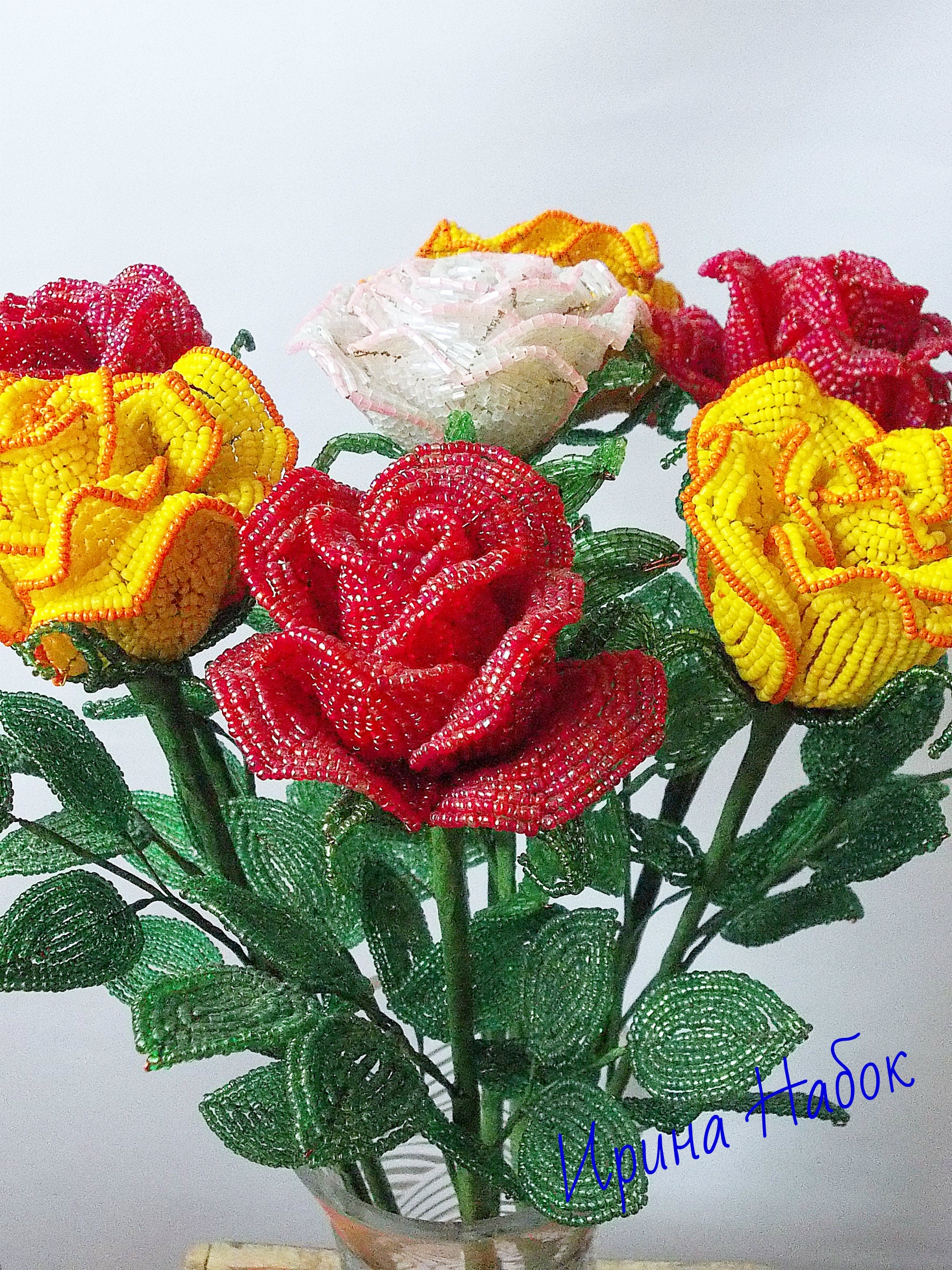 Beaded Flowers Roses From Beads Author's Handwork - Etsy