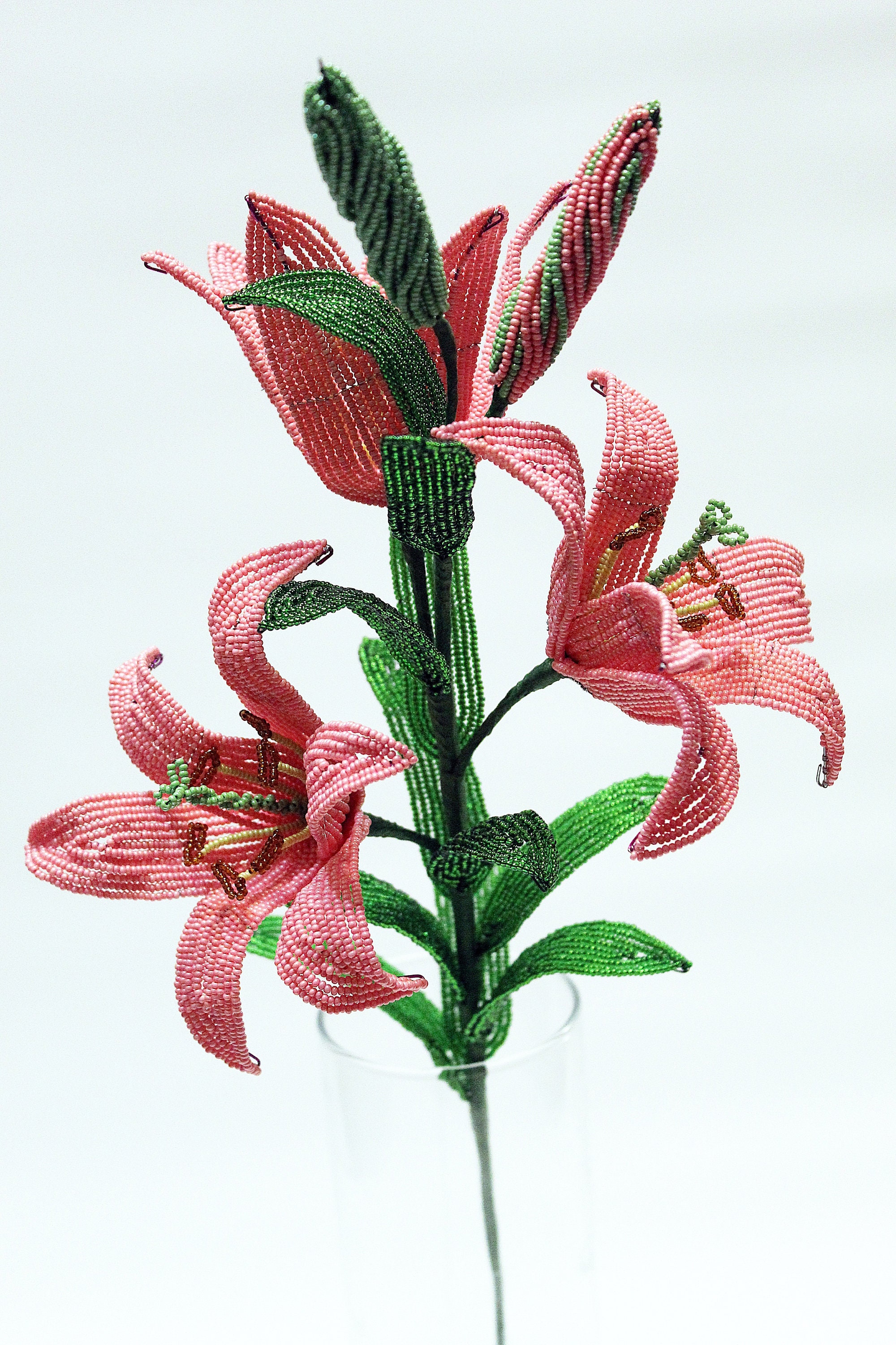 Bouquet of 3 Branches of Lilies French Beaded Flower Beaded - Etsy