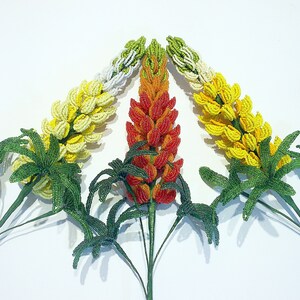 Set of 3 Lupins, Lupine From Beads, Flowers From Beads, Beaded Flowers ...