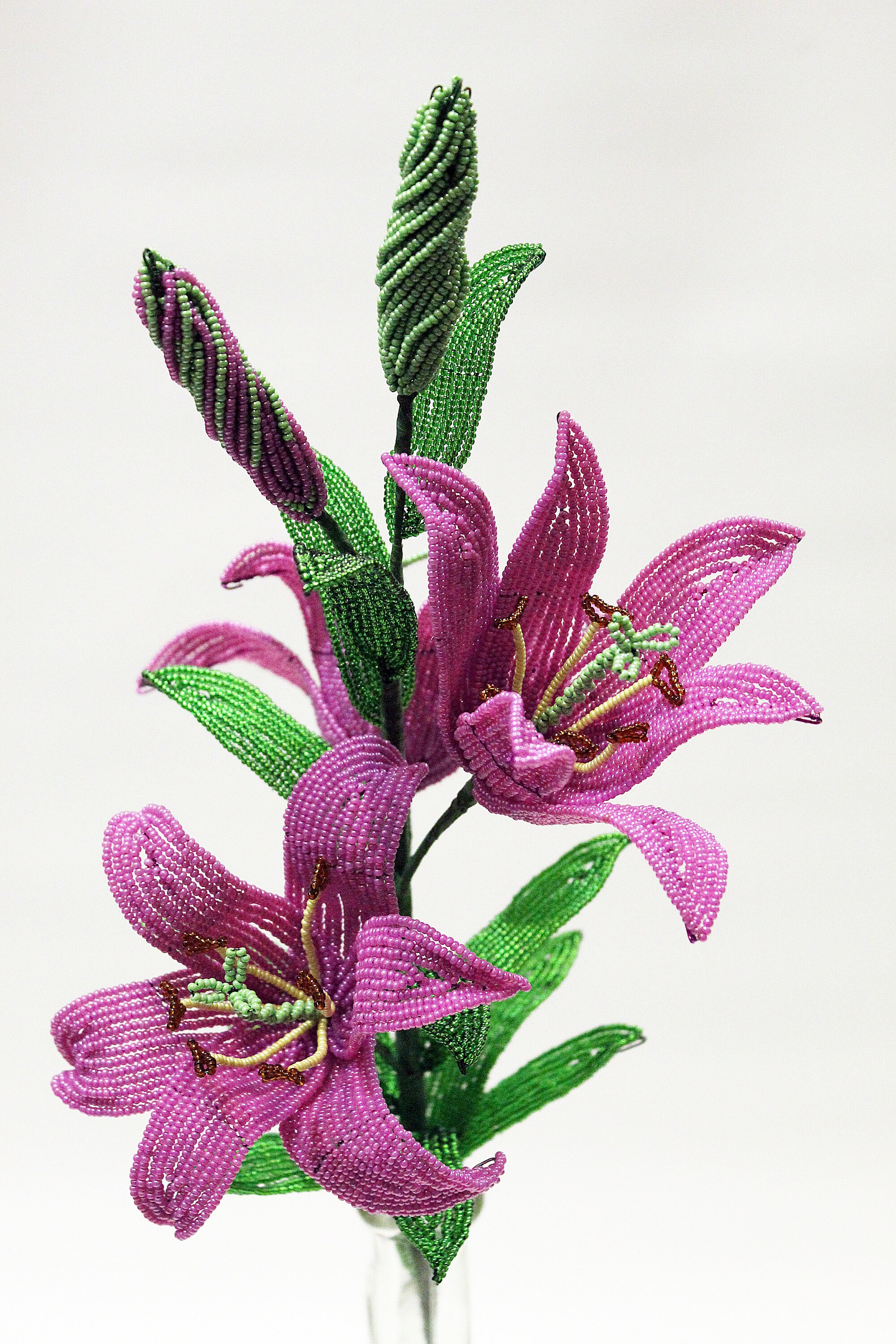Pink Lily French Beaded Flower Beaded Lily Lily Branch - Etsy