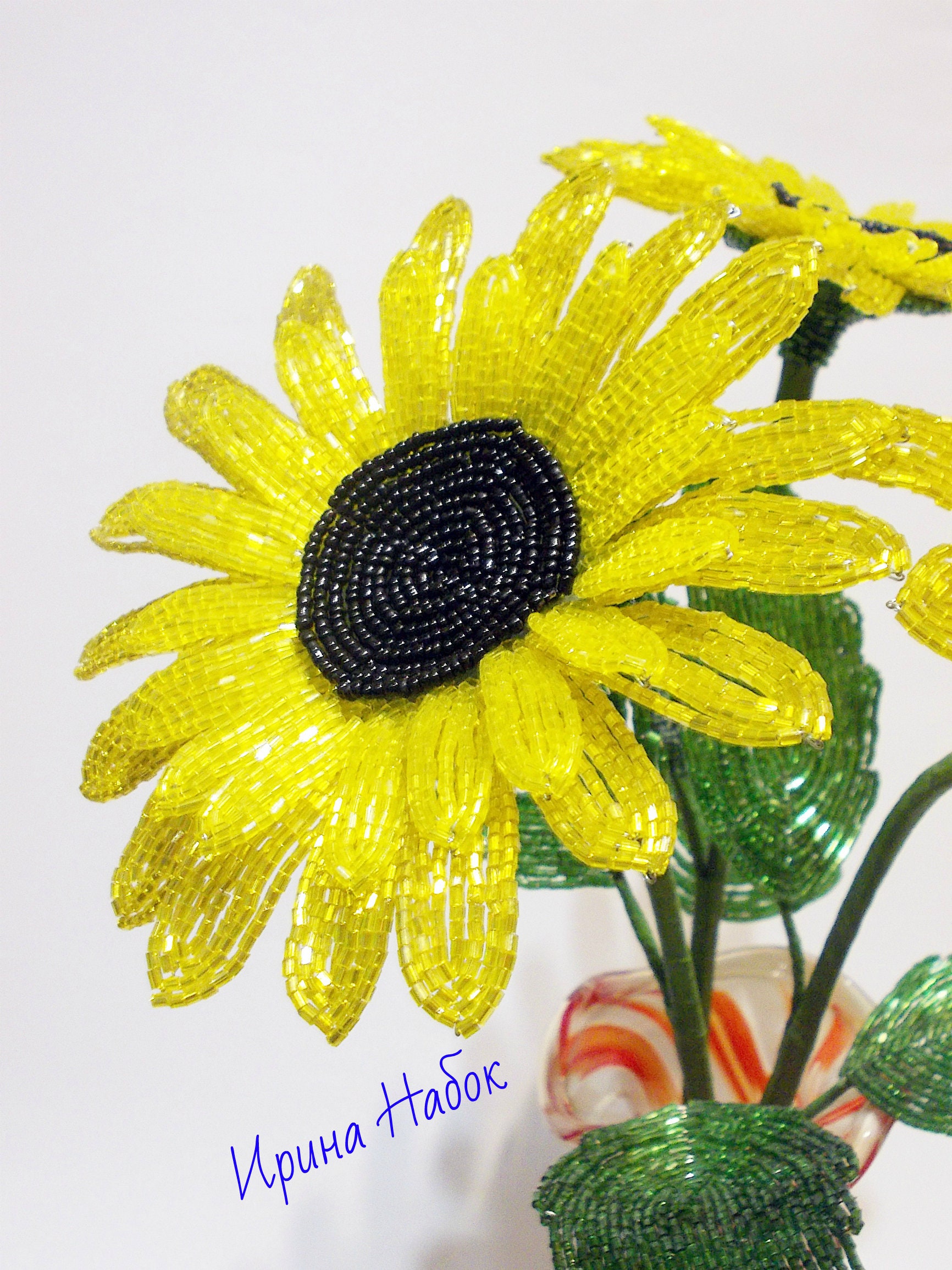 Beaded Flowers Sunflower From Beads Flowers for a Decor - Etsy