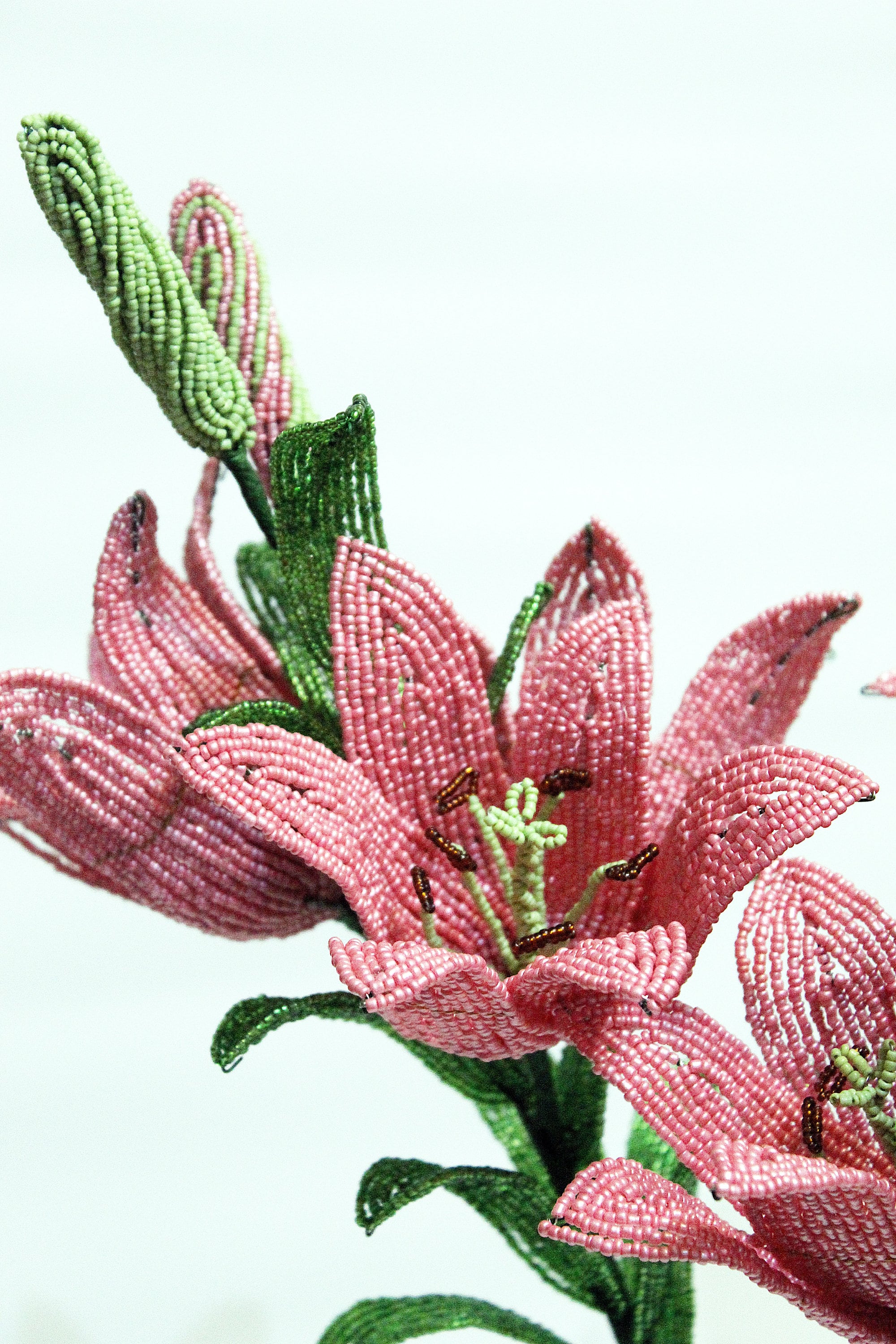 Bouquet of 3 branches of lilies french beaded flower beaded | Etsy