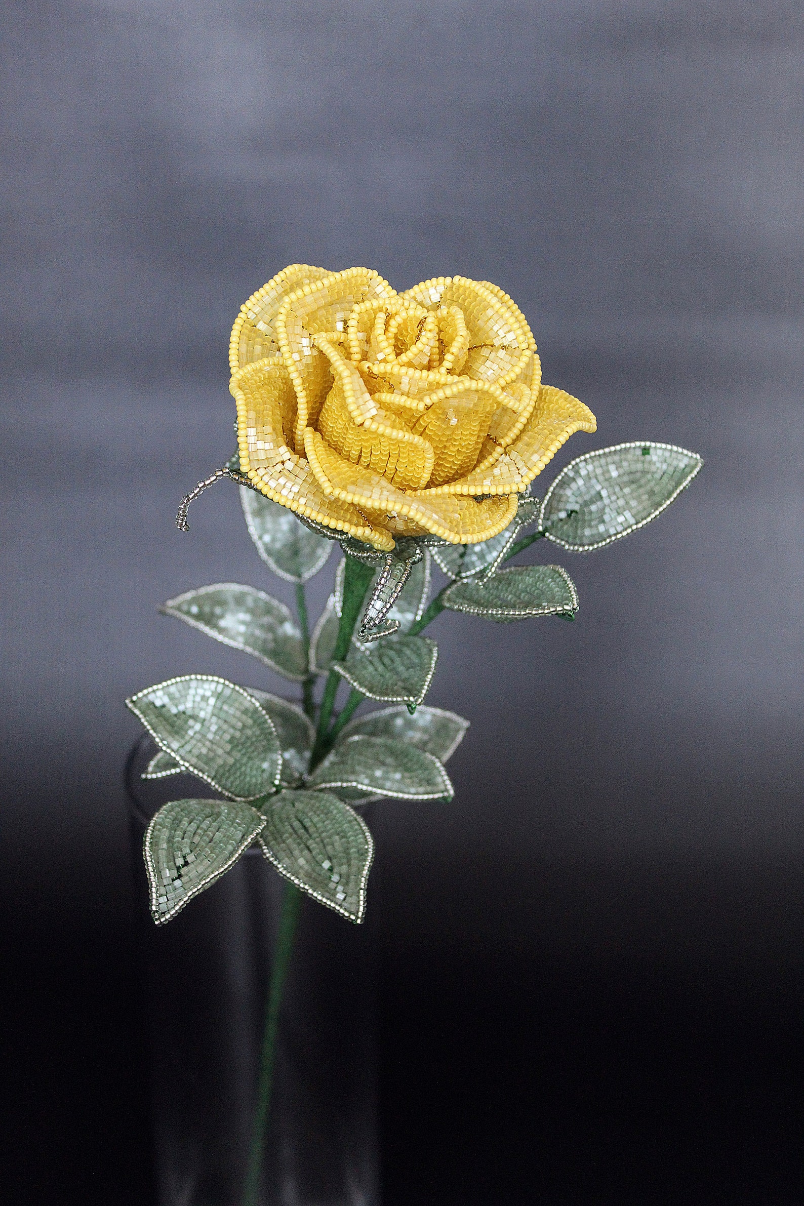 Beaded rose yellow rose beaded flower french beaded flower | Etsy