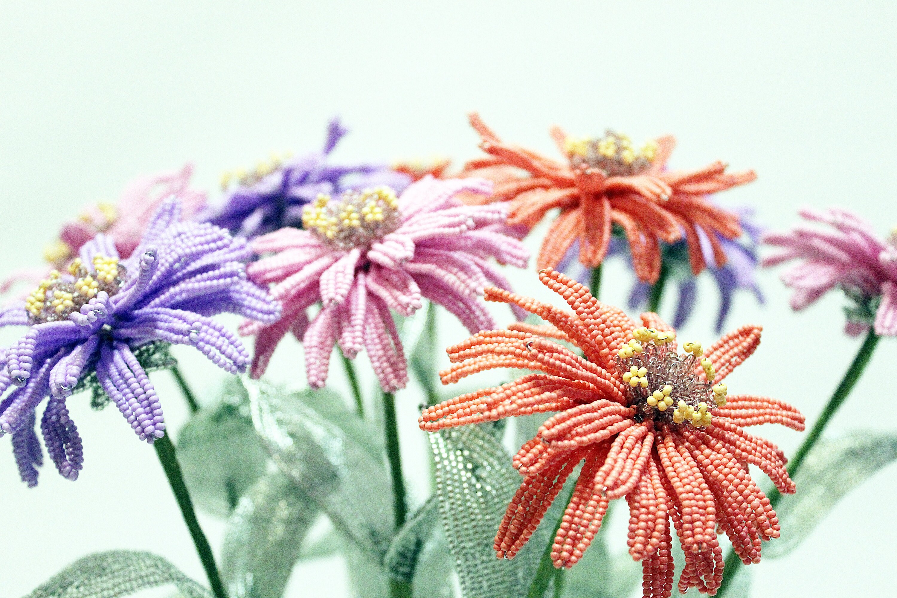 Set of 9 Zinnia Stems French Beaded Flower Beaded Flower - Etsy