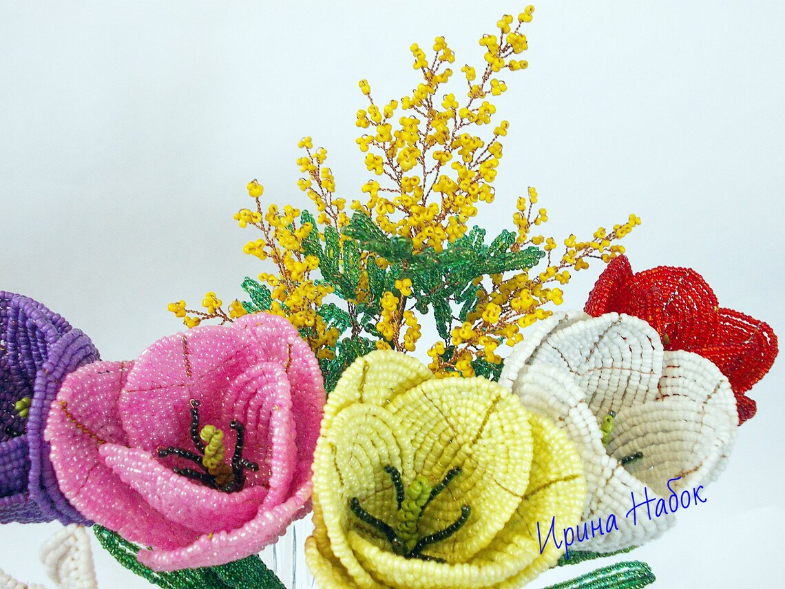 Tulips From Beads. Beaded Flowers Garden Flowers - Etsy