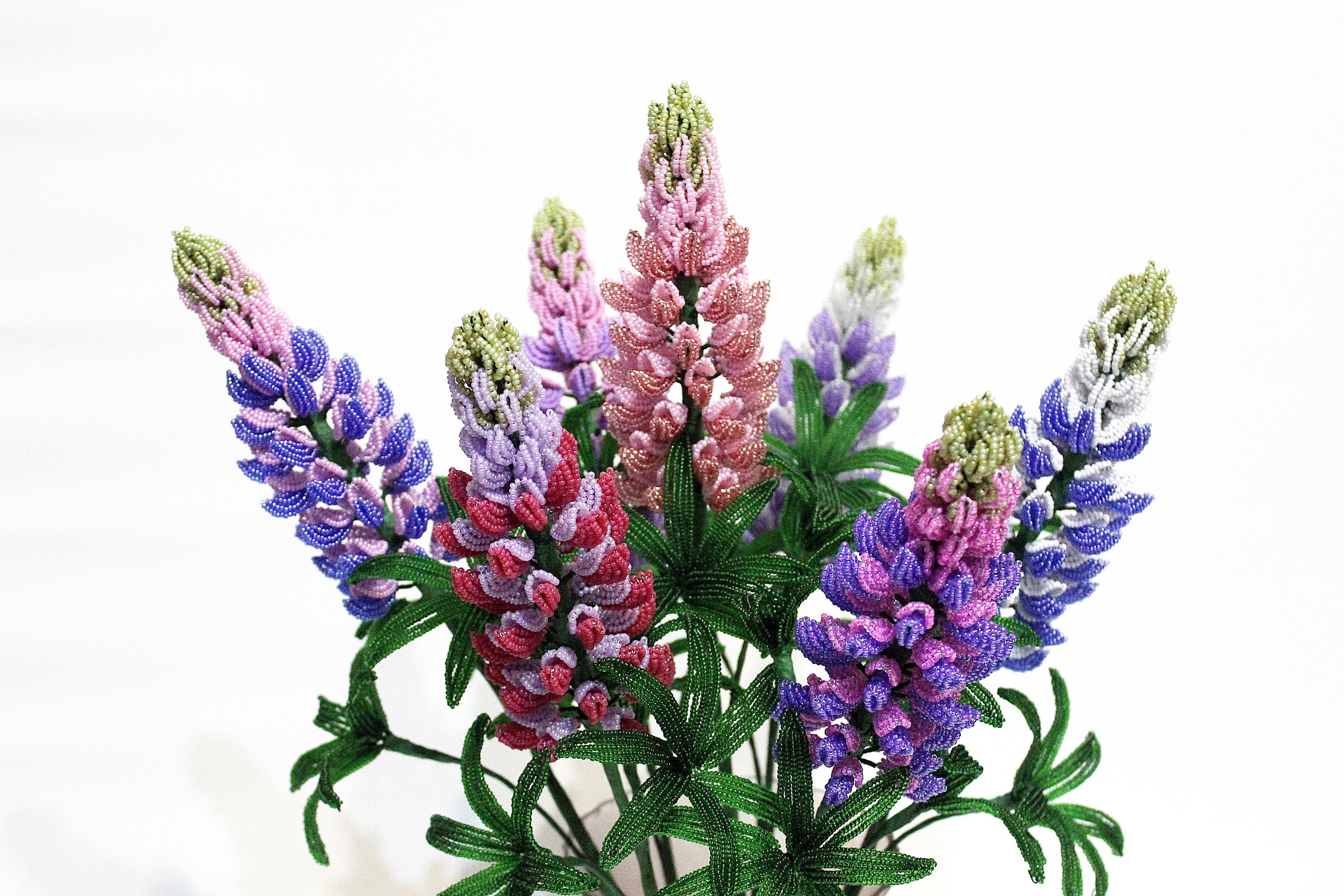 Lupins Decorative Flowers Beaded Flowers Beaded Bouquet - Etsy
