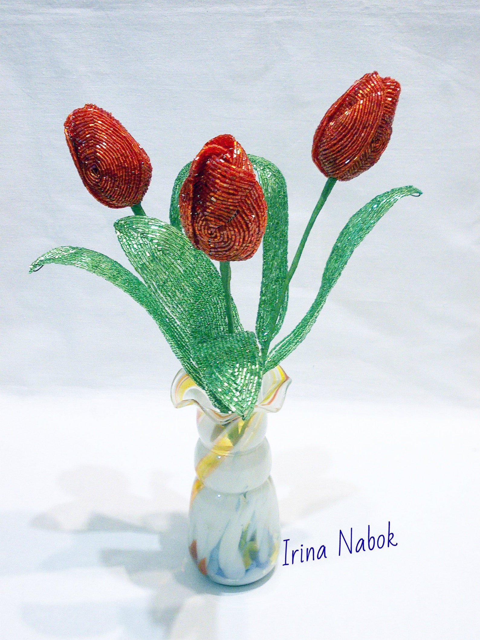 Bouquet of Tulips, Set of 3 Tulips, Beaded Tulip, Tulips From Beads ...