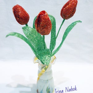 Bouquet of Tulips, Set of 3 Tulips, Beaded Tulip, Tulips From Beads ...