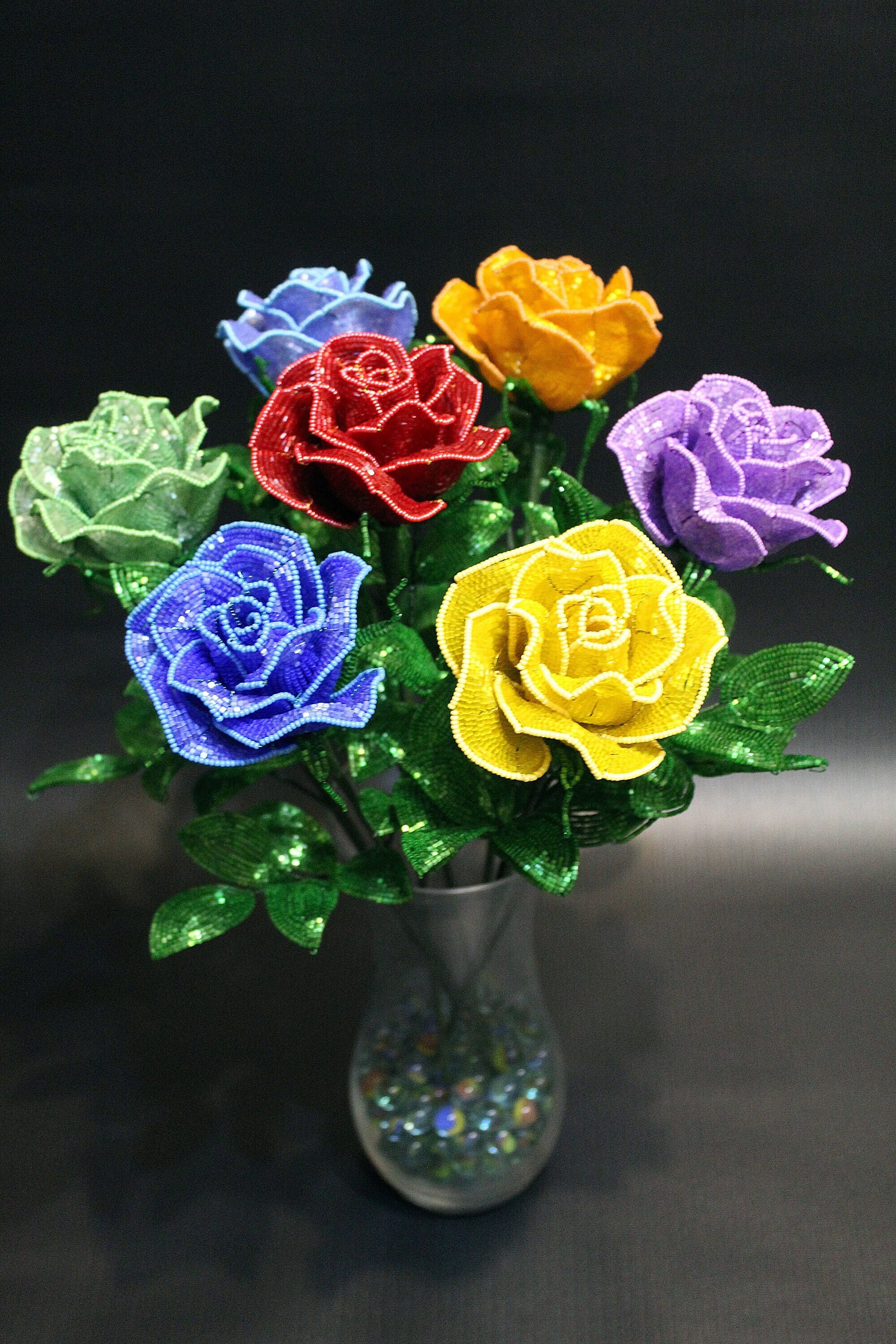 Rainbow Roses Beaded Roses French Beaded Flowers Lgbt - Etsy