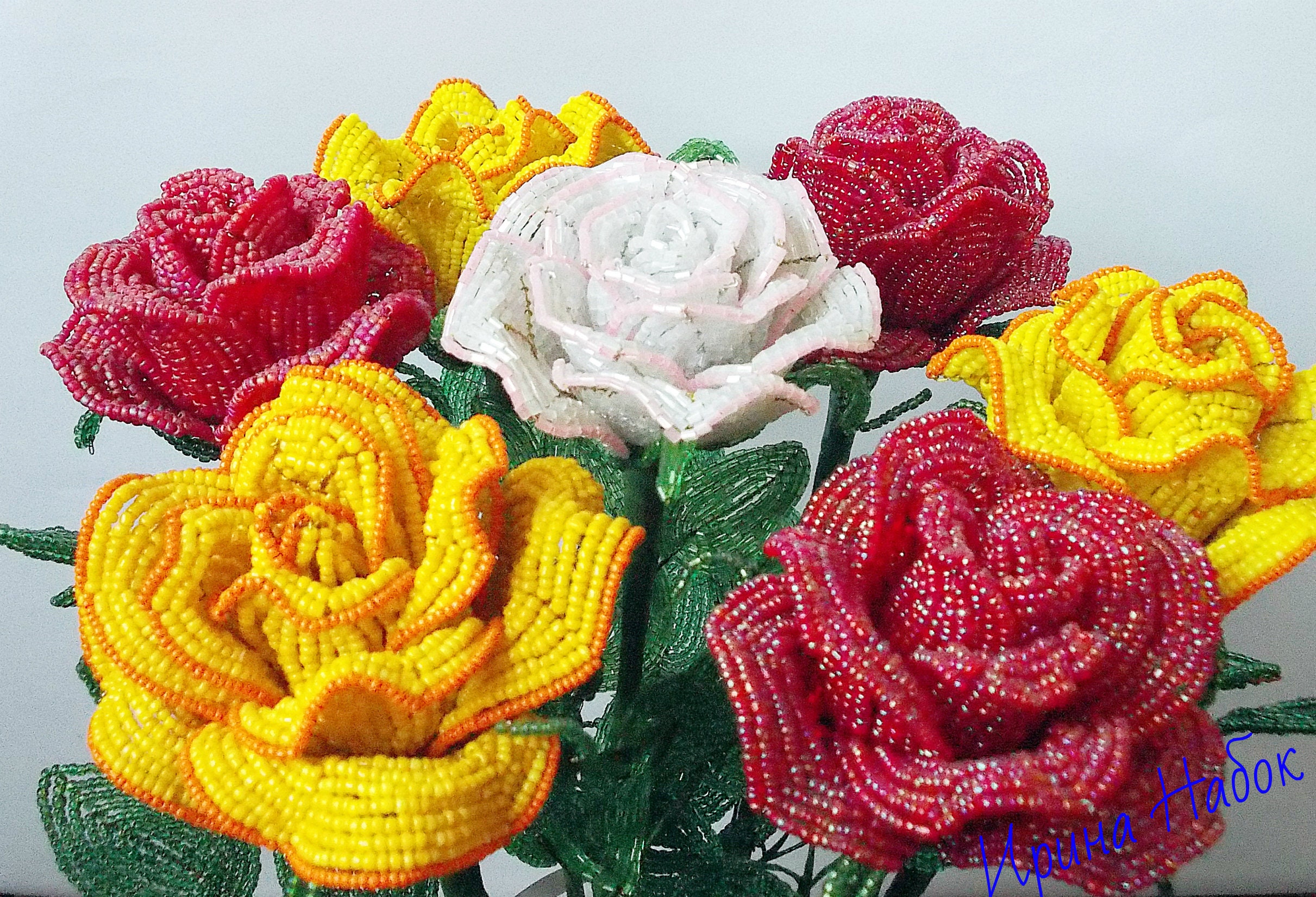 Beaded Flowers Roses From Beads Author's Handwork - Etsy