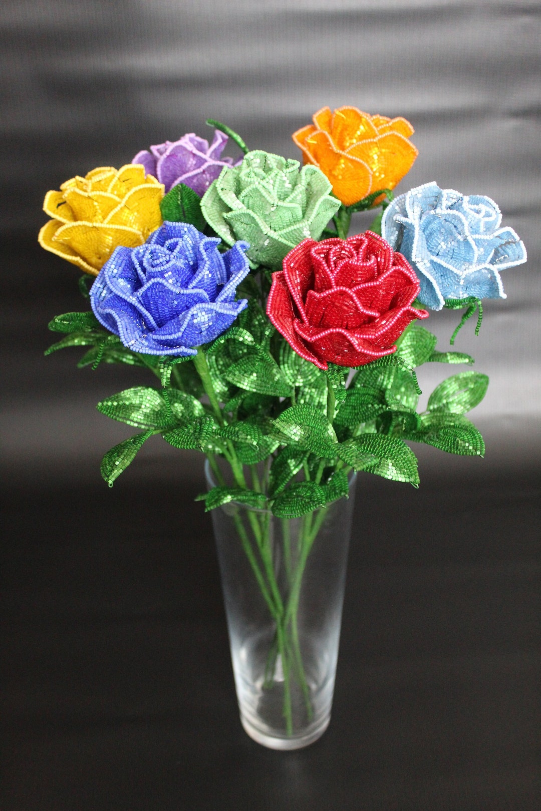 Rainbow Roses, Beaded Roses, French Beaded Flowers, Lgbt Roses, Rose ...